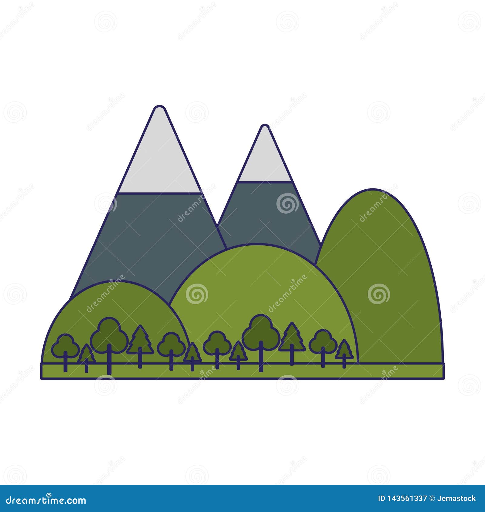 Mountains and Trees Cartoon Stock Vector - Illustration of cartoon ...
