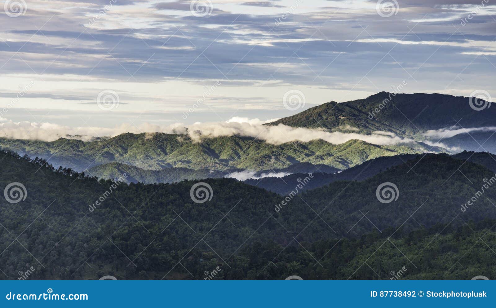 Mountains Trees Clouds Cool Weather. Stock Photo - Image of cloudy ...