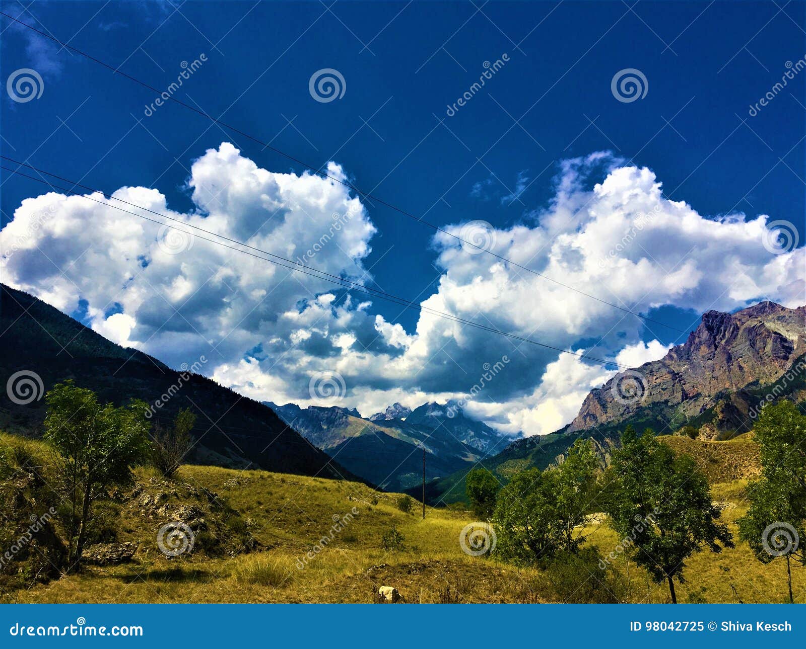 Mountains, Trees and Clouds Stock Image - Image of rocks, mountins ...