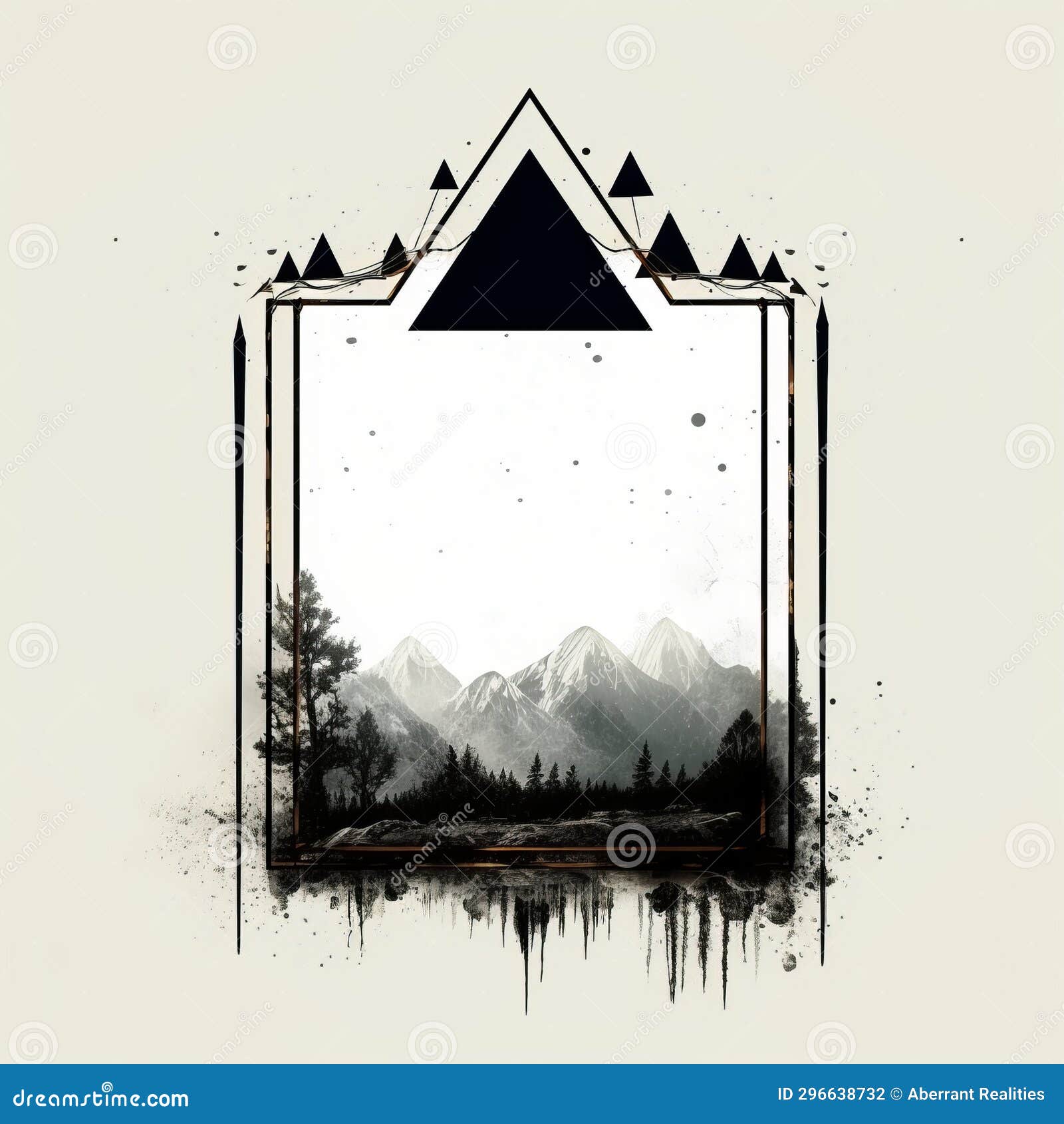Mountains and Trees in a Frame with a Triangle in the Middle Stock ...
