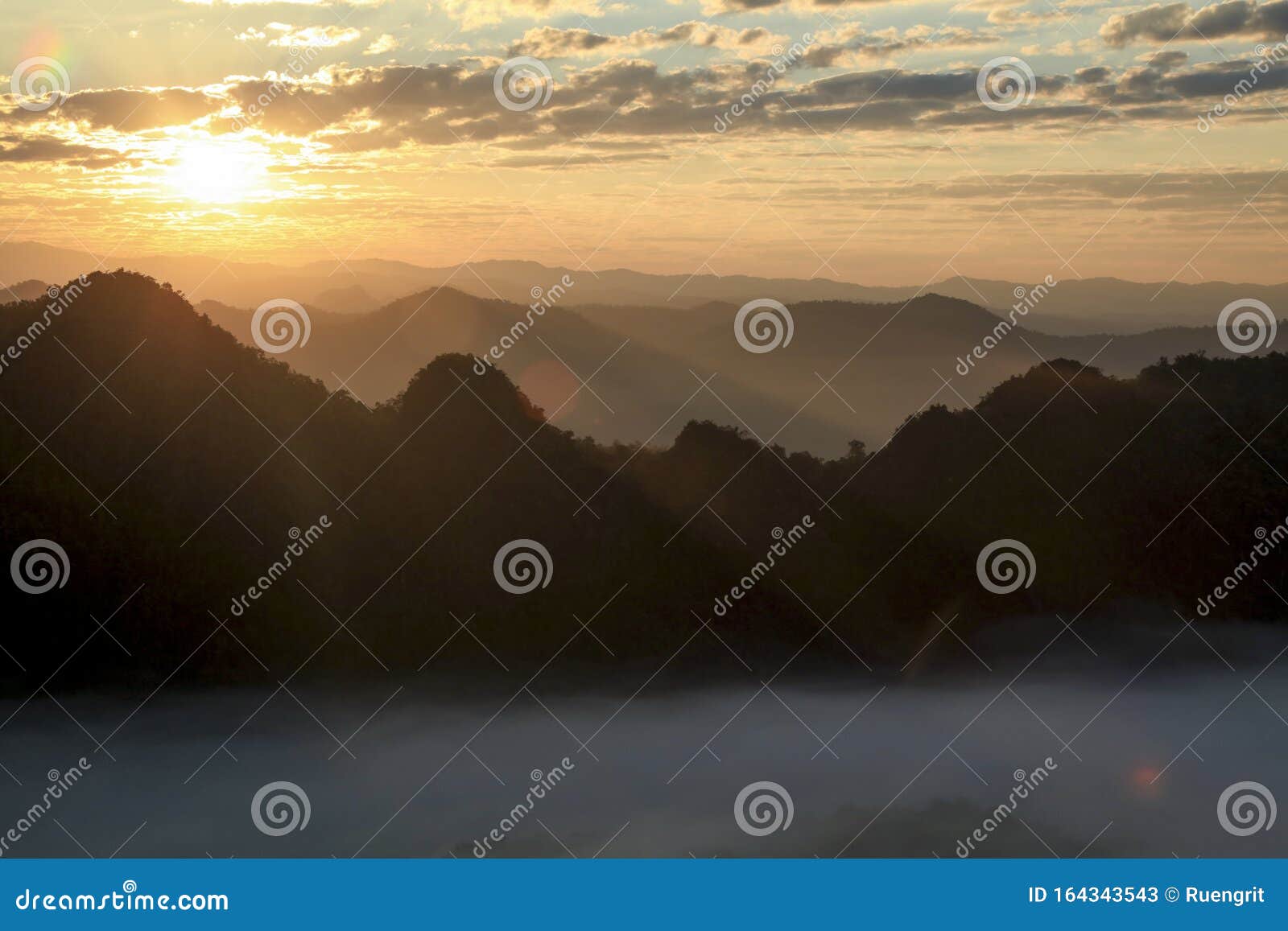 Mountains Under Mist in the Morning Stock Image - Image of mountains ...