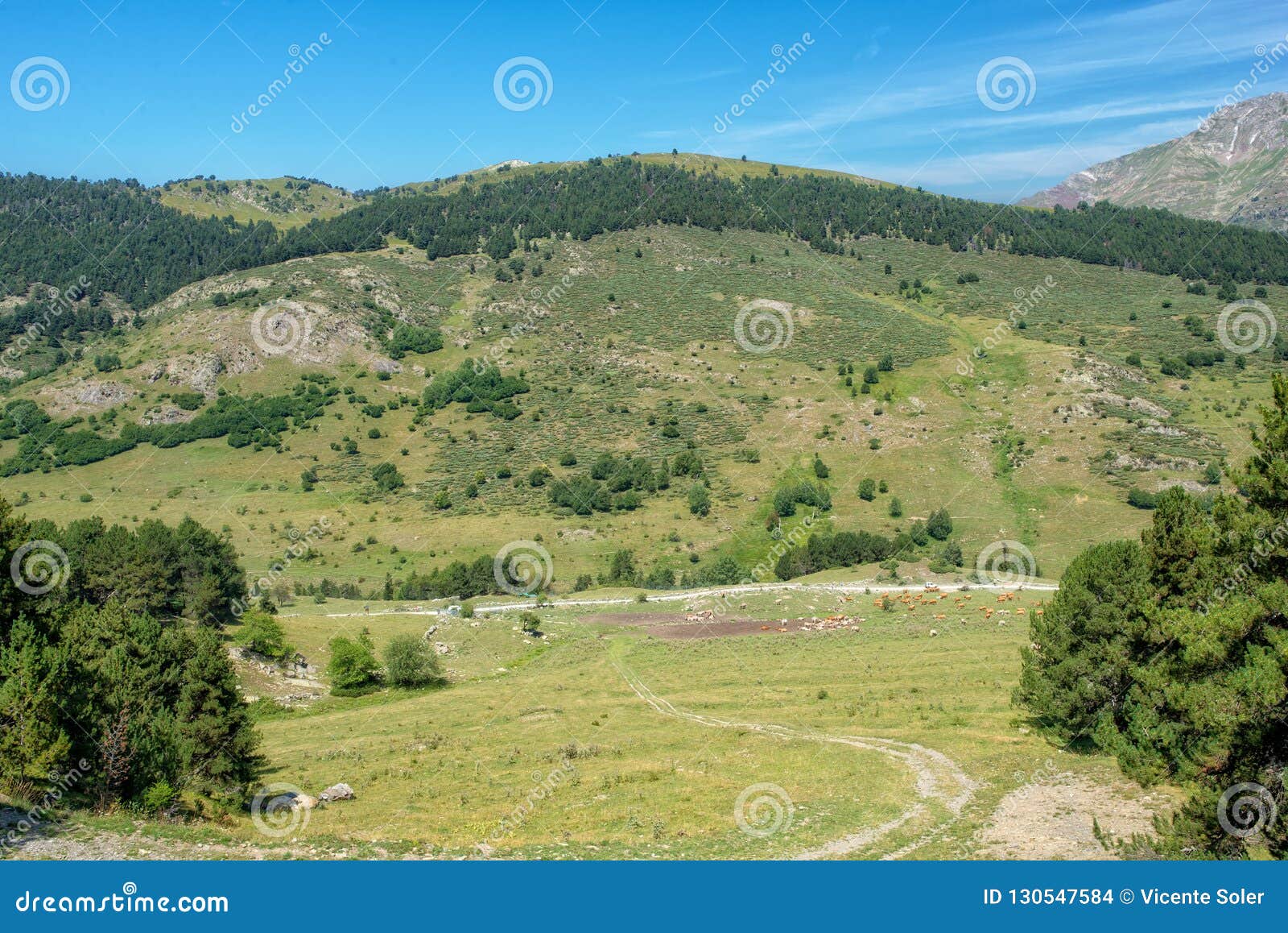 Mountains of the Valley of Aran Under the Blue Sky, Lleida Stock Photo ...