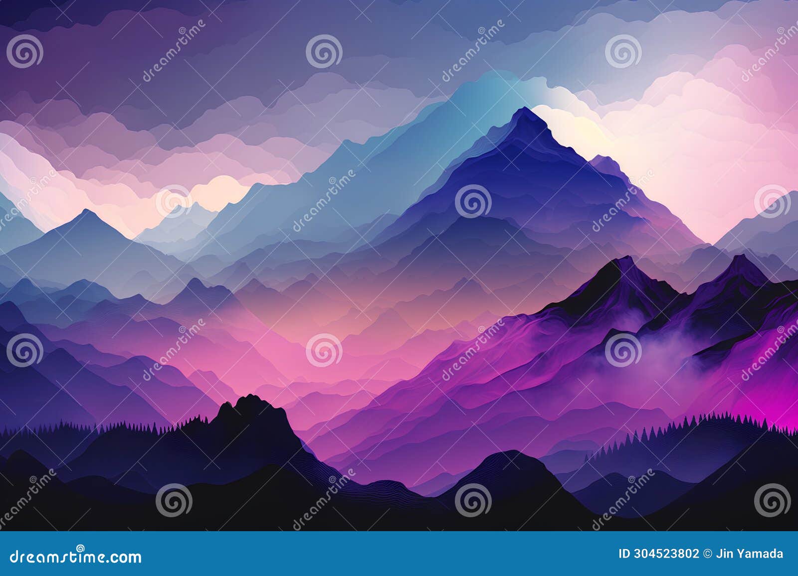 Mountains and Valleys. Landscape with Peaks. Vector Illustration Stock ...