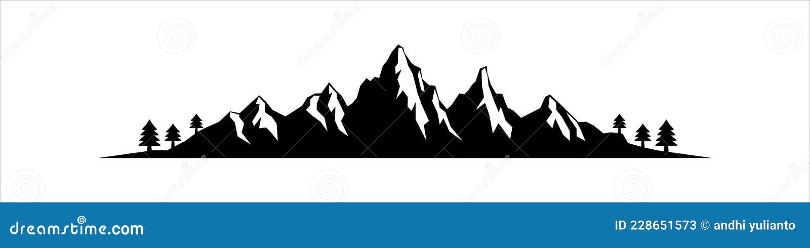 Mountains Vector Design Set. Great Mountains Vector Simple Illustration ...