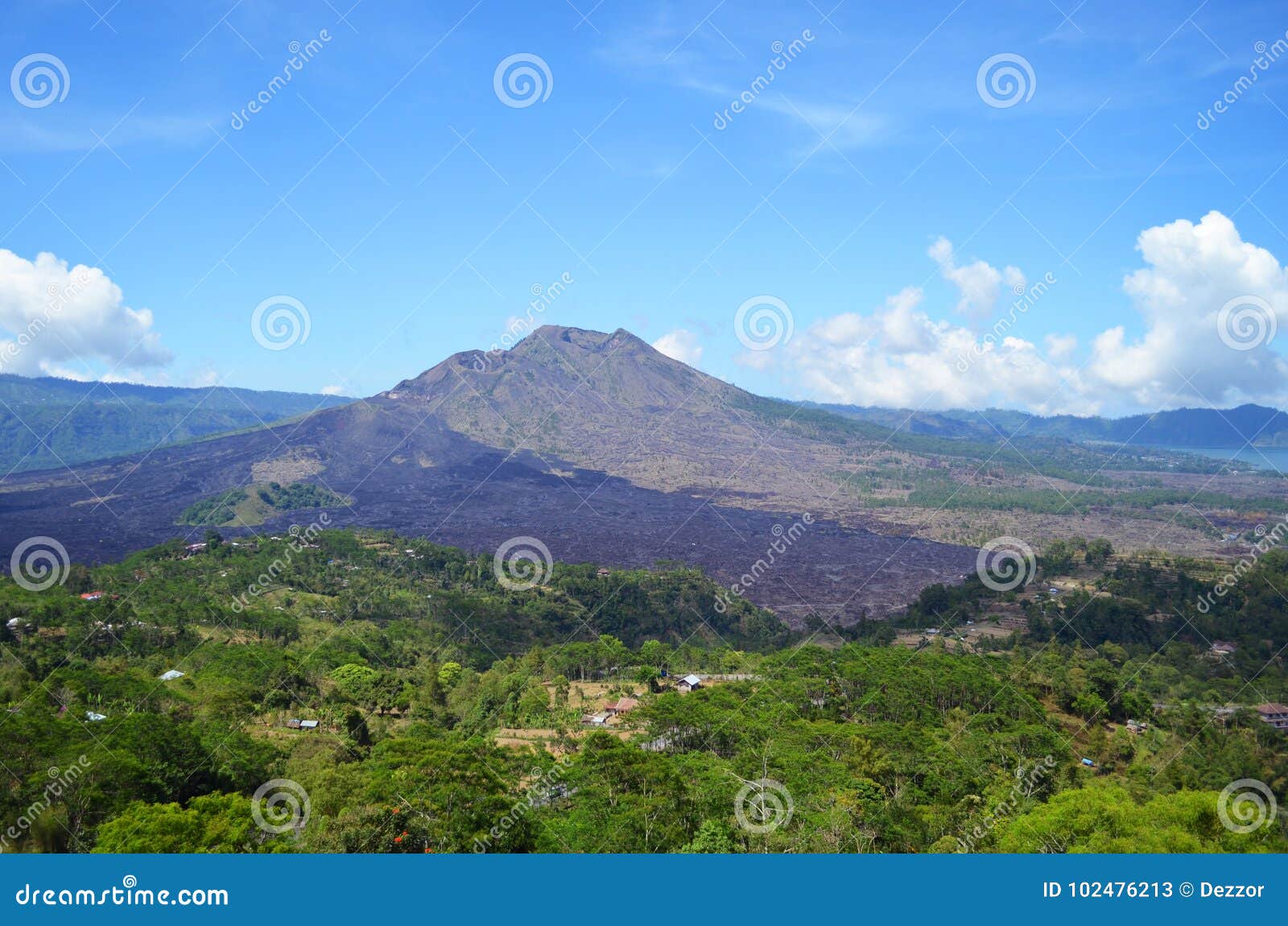 Mountains and Volcano in the Tropical Rainforest. Stock Image - Image ...