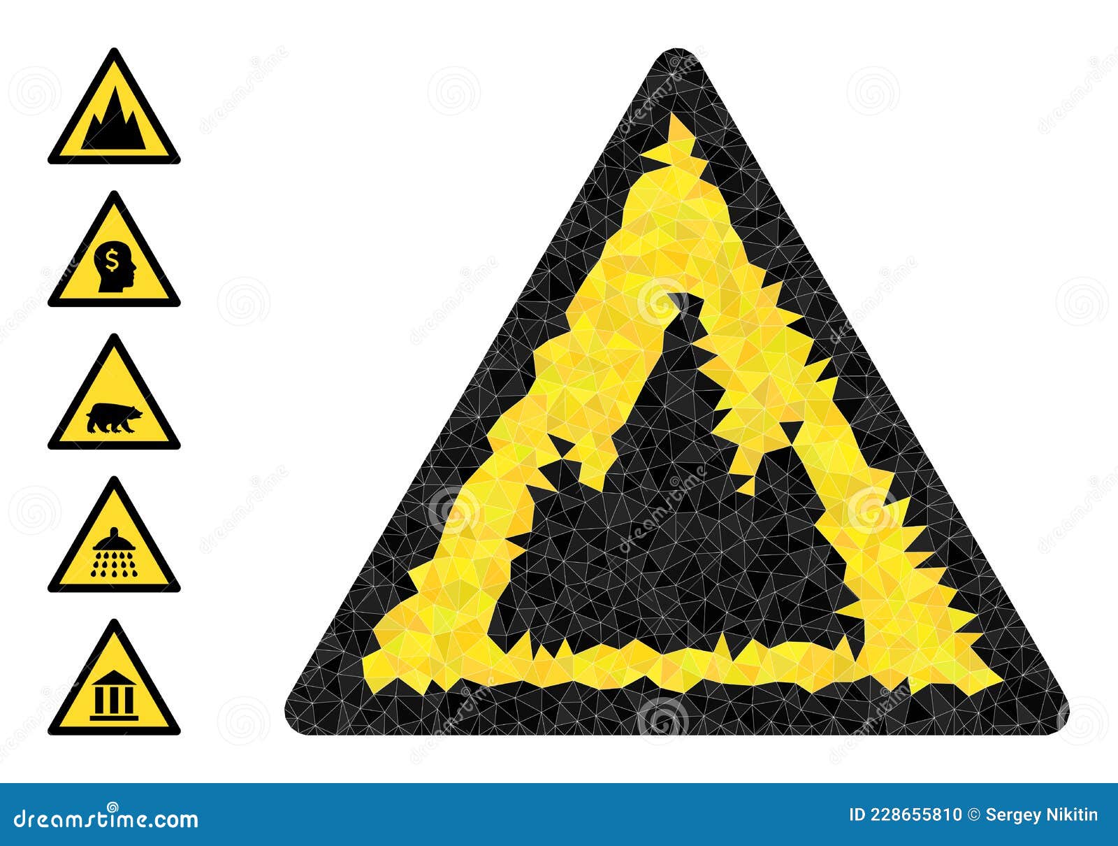 Mountains Warning Triangle Icon and Other Icons Stock Vector ...