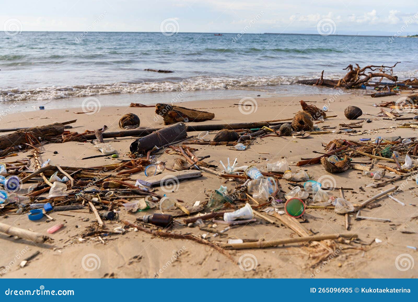 Mountains of Waste and Garbage on the Sandy Beach after the Tide ...