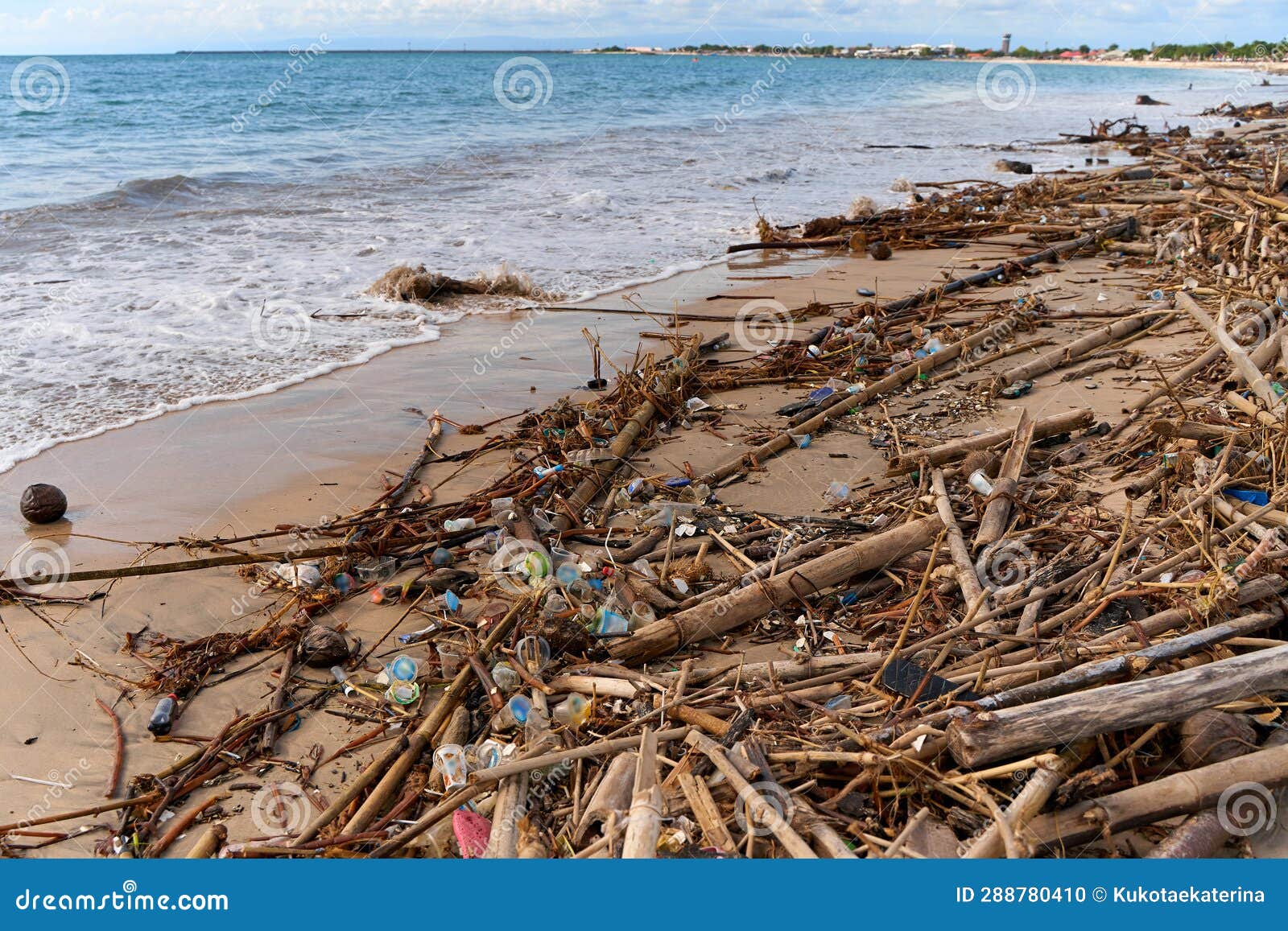 Mountains of Waste and Garbage on the Sandy Beach after the Tide ...