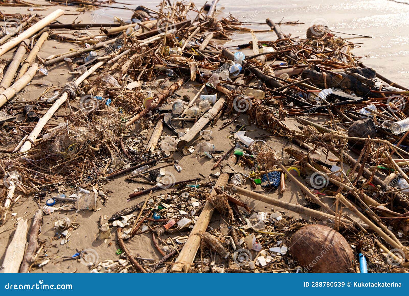 Mountains of Waste and Garbage on the Sandy Beach after the Tide ...