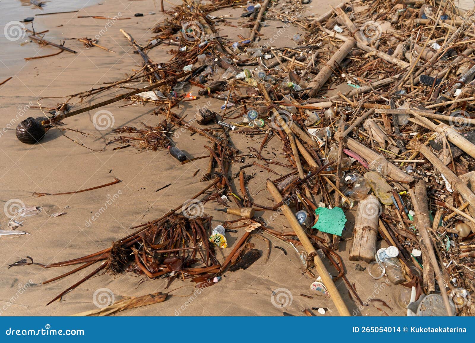 Mountains of Waste and Garbage on the Sandy Beach after the Tide ...