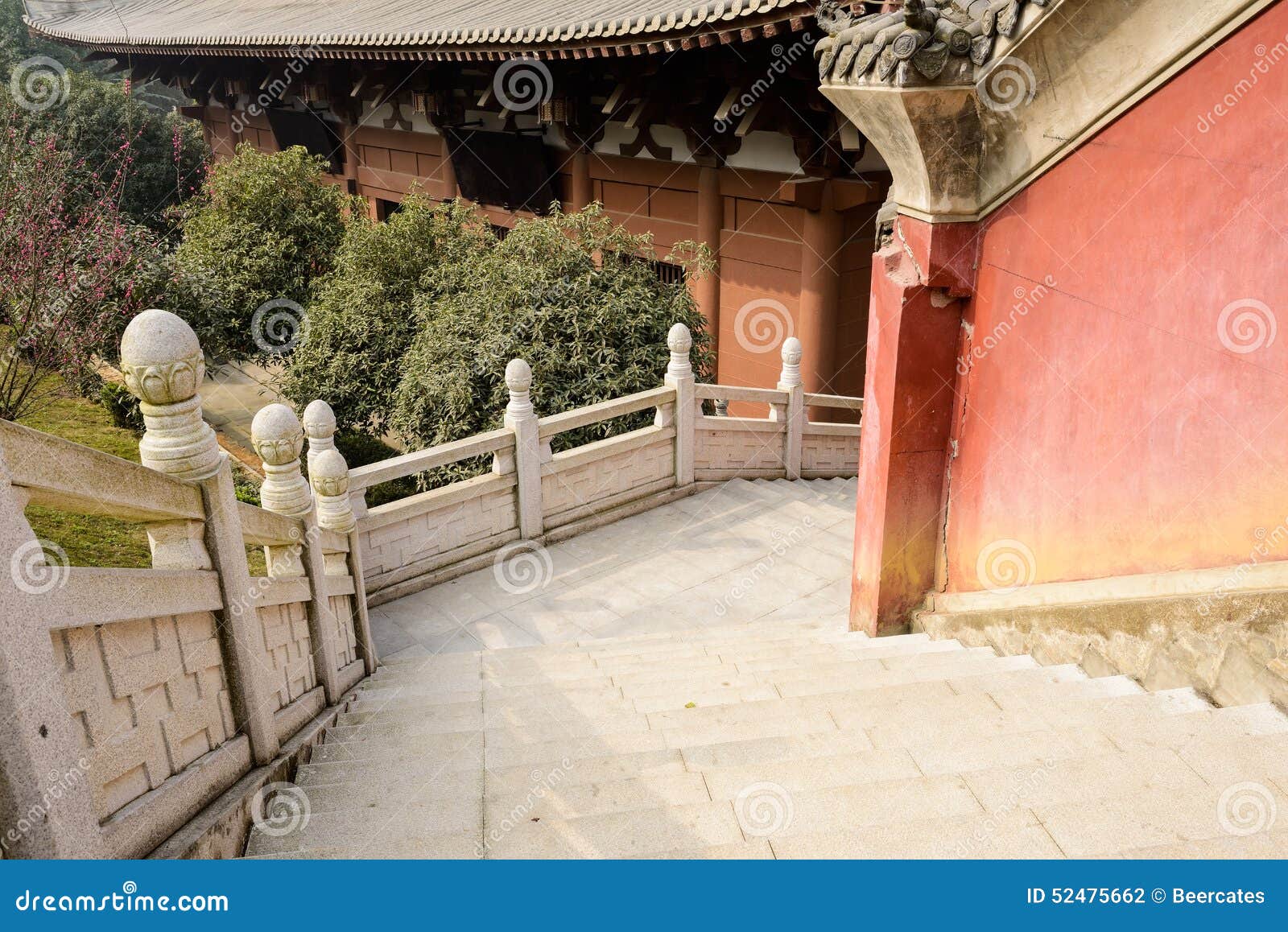 Mountainside Stone Steps before Chinese Traditional Building Stock ...
