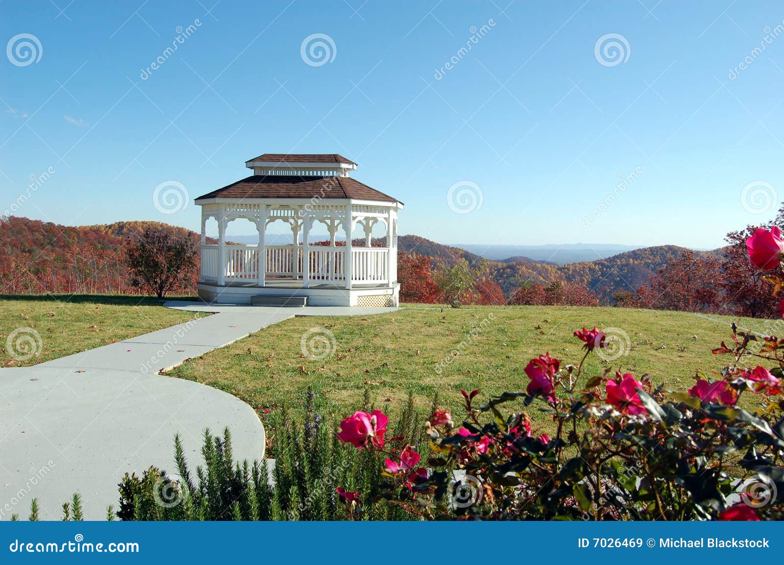 Mountaintop Gazebo stock image. Image of tree, stone, wooden - 7026469