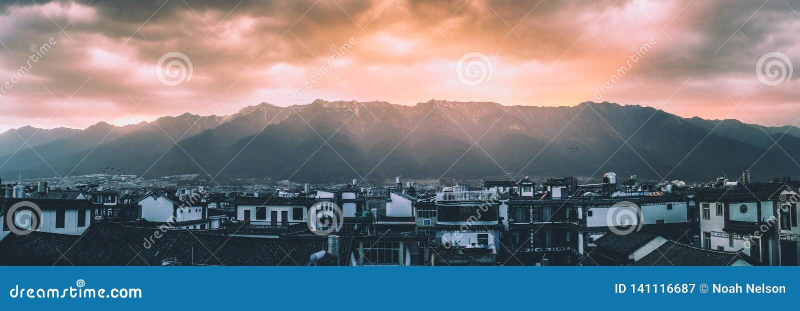 Mountaintop Sunset in China Stock Image - Image of sunset, summer ...