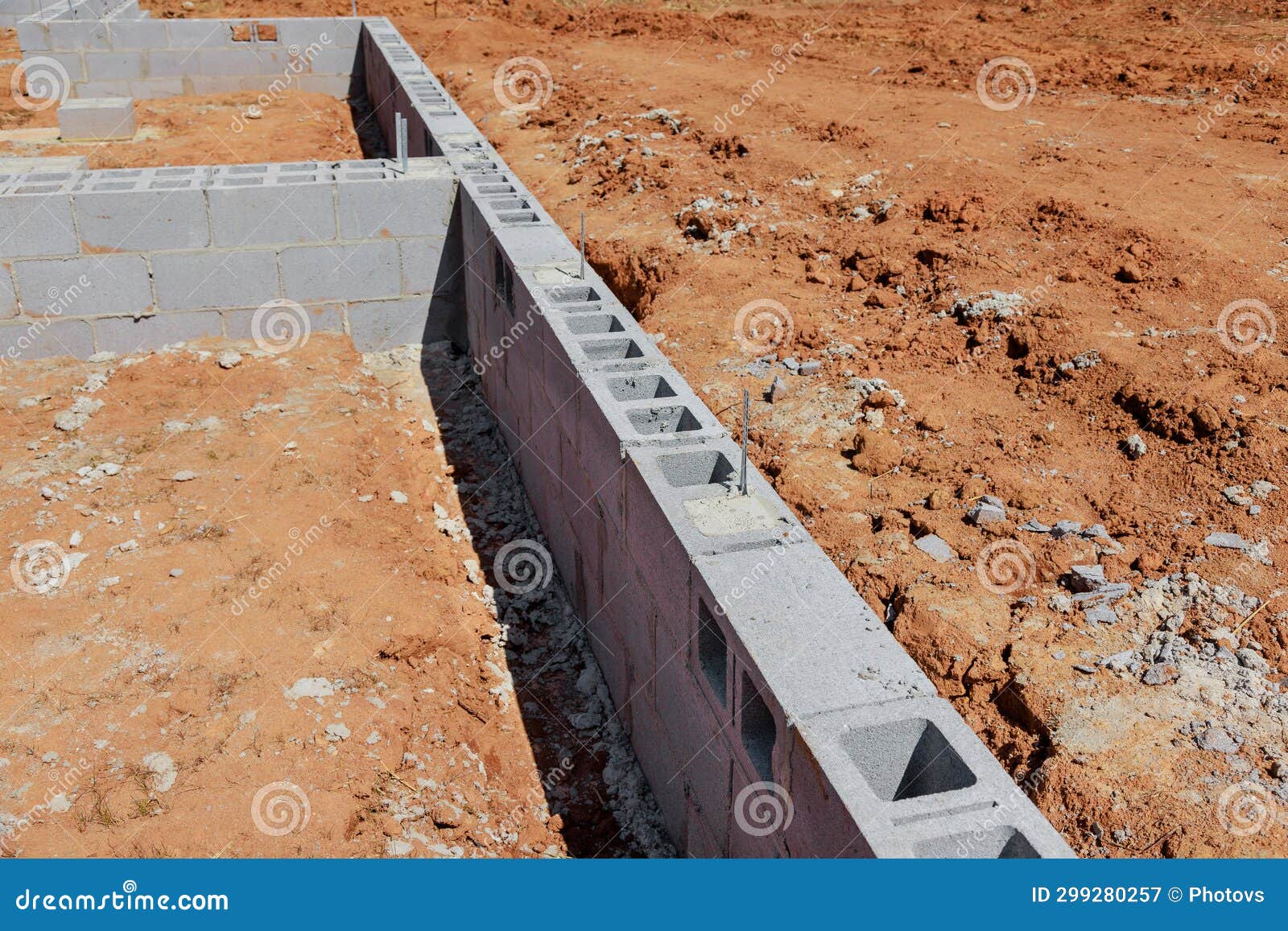 Mounted Foundation of Cement Blocks that Will Support for Wall of a ...