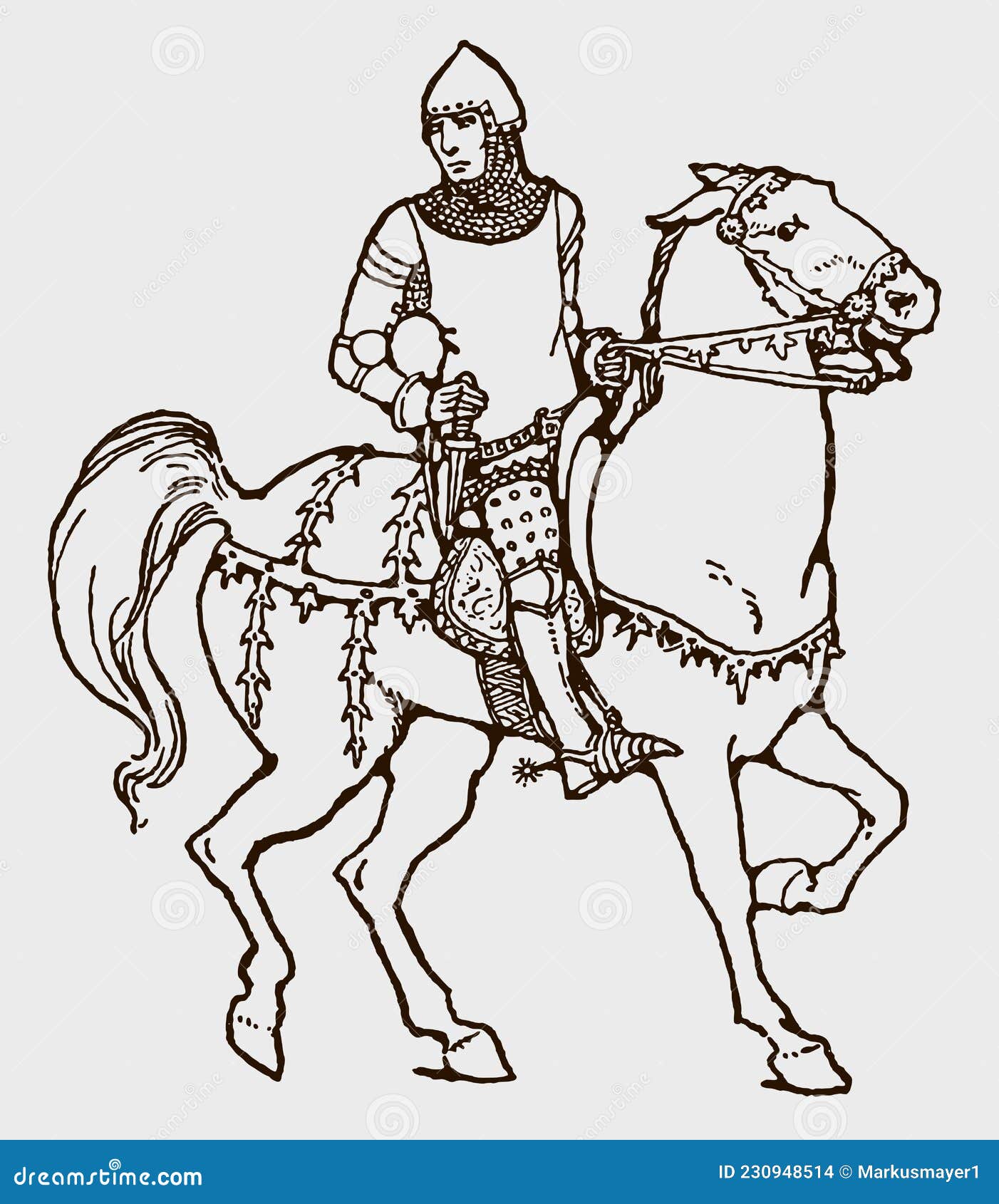Mounted Knight from 14th Century Stock Vector - Illustration of knight ...