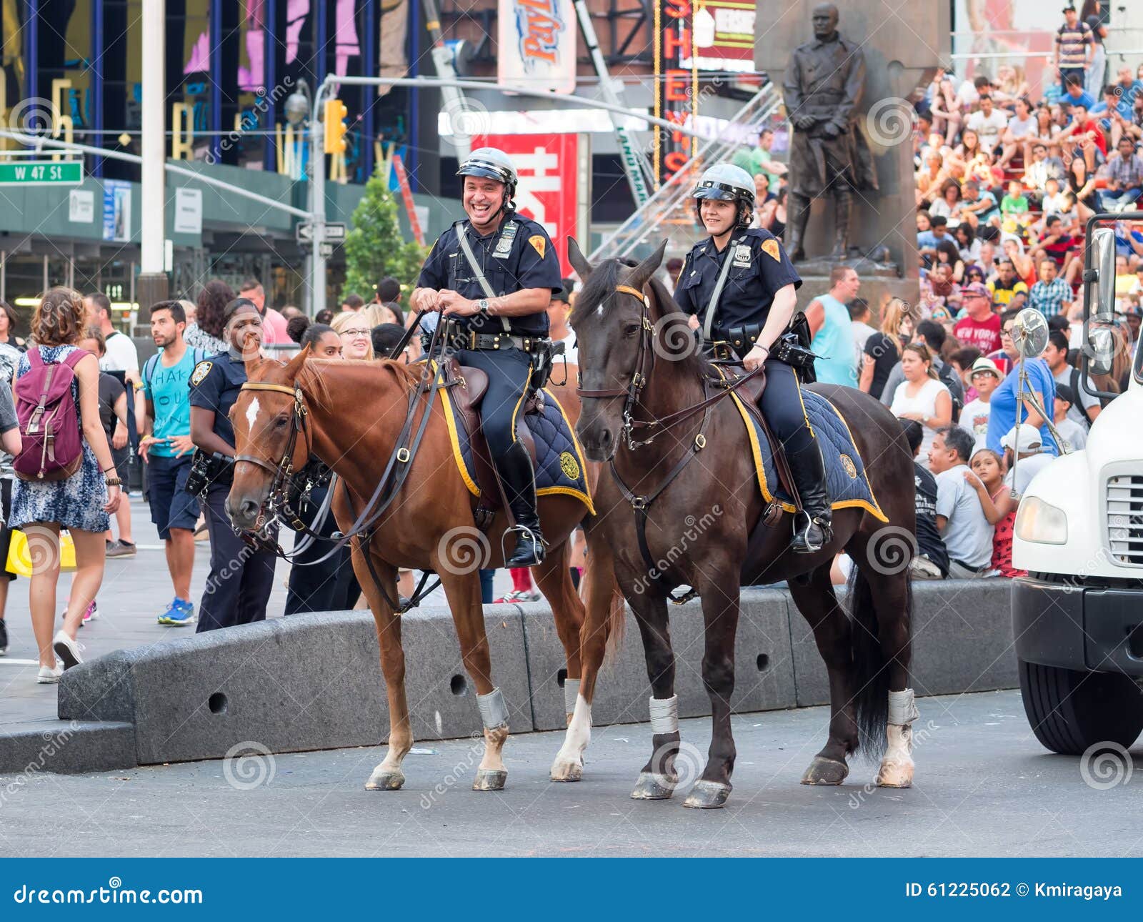 Mounted Police At Times Square In New York City Editorial Photography