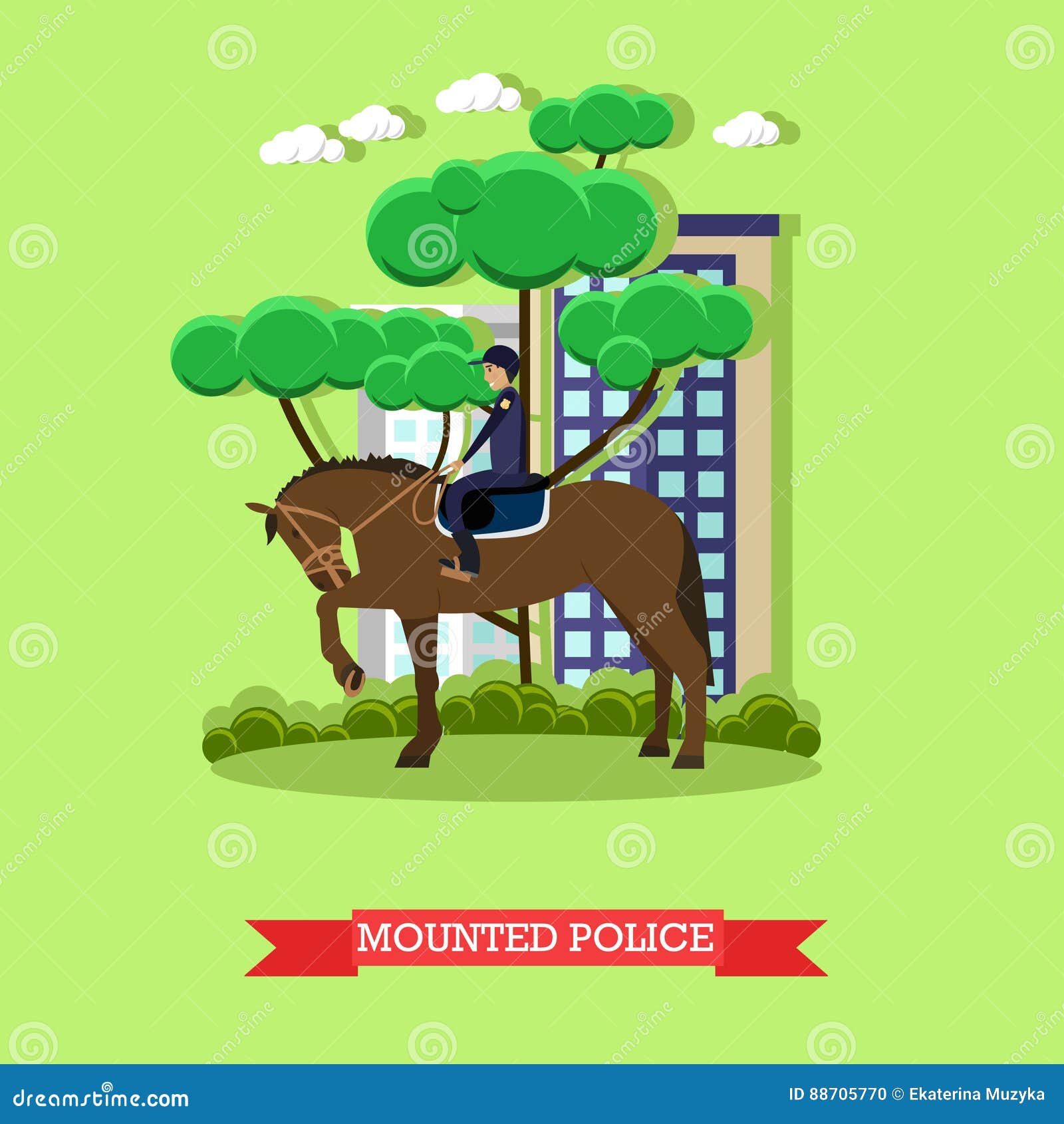 Mounted Police Vector Illustration in Flat Style Stock Vector ...