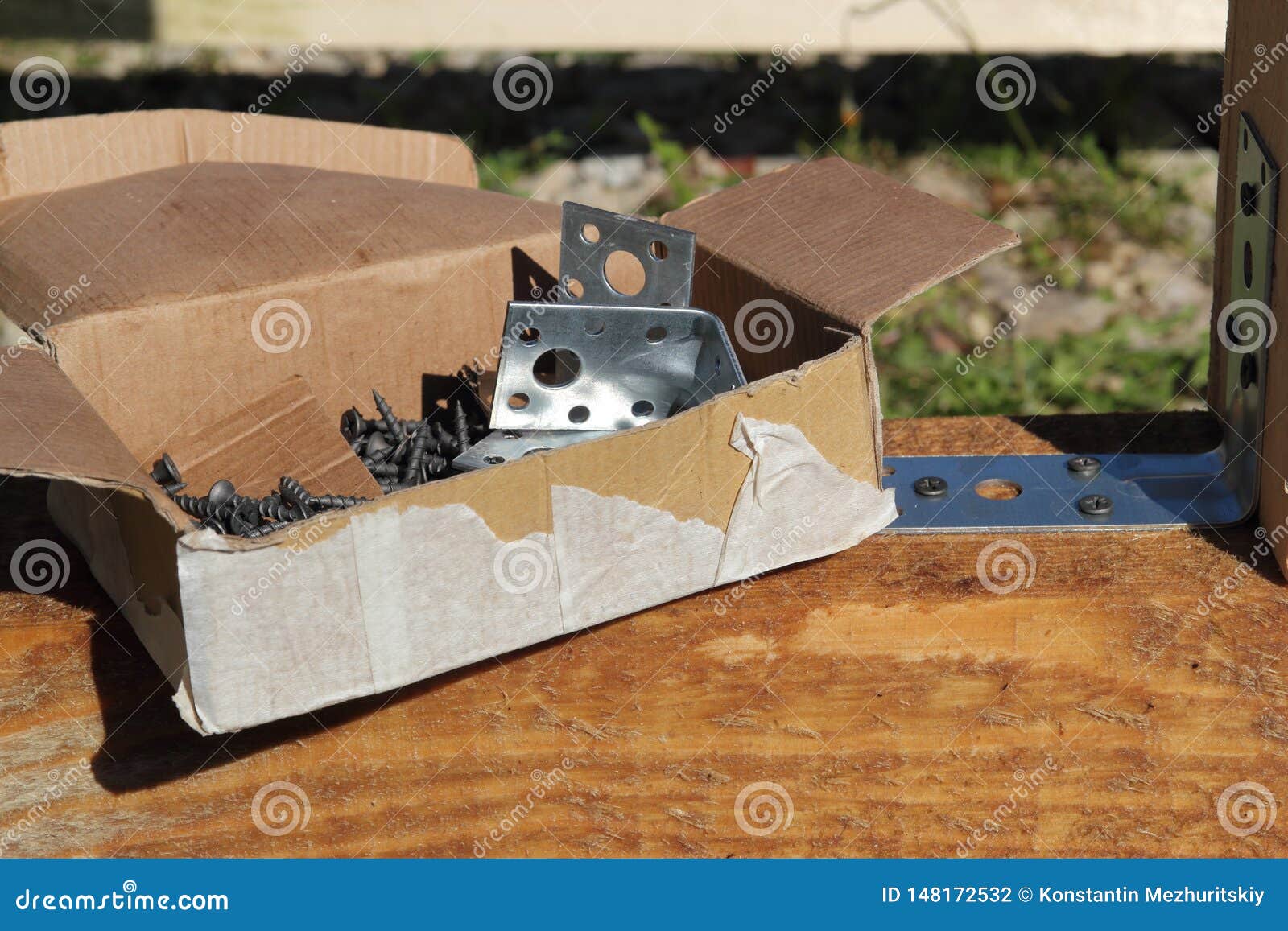 Mounting Angle Bracket for Fixing the Wooden Frame Stock Photo - Image ...