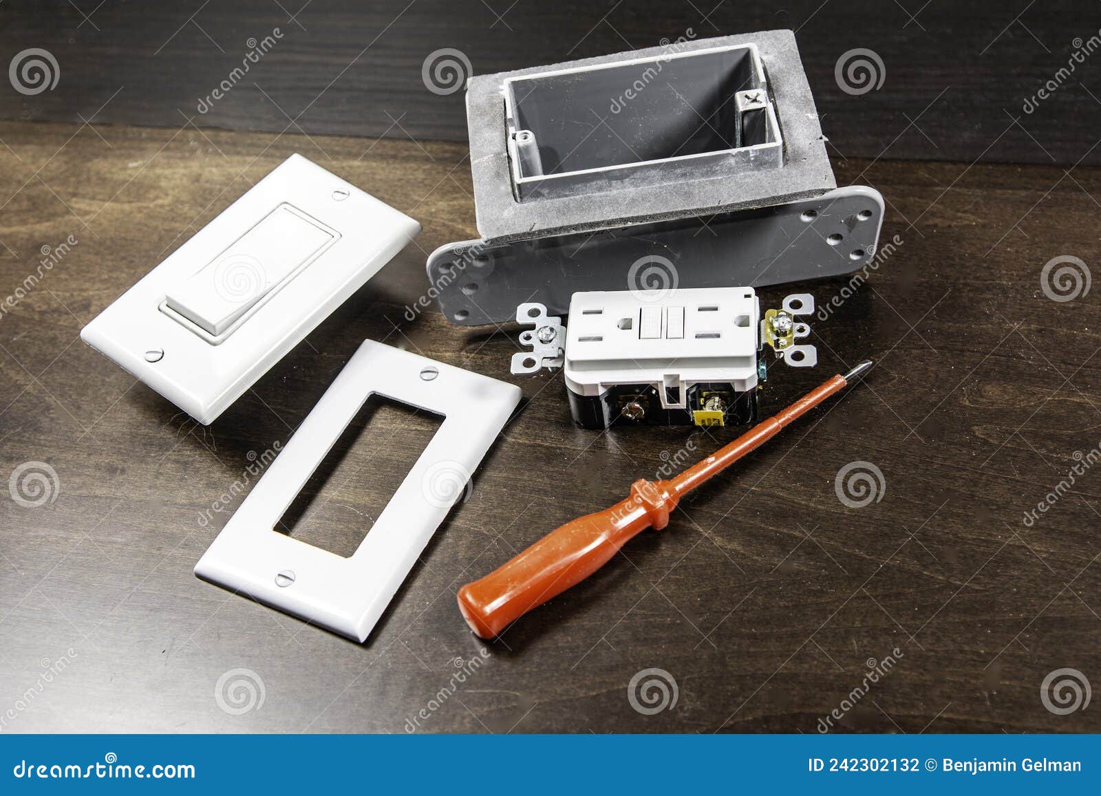 Mounting Box, Socket and Switch Stock Photo - Image of people ...
