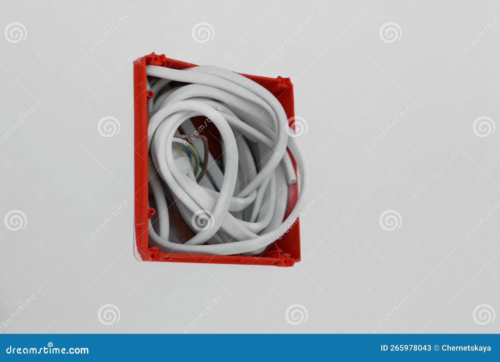 Mounting Box with Wires on Wall, Closeup Stock Image - Image of indoors ...
