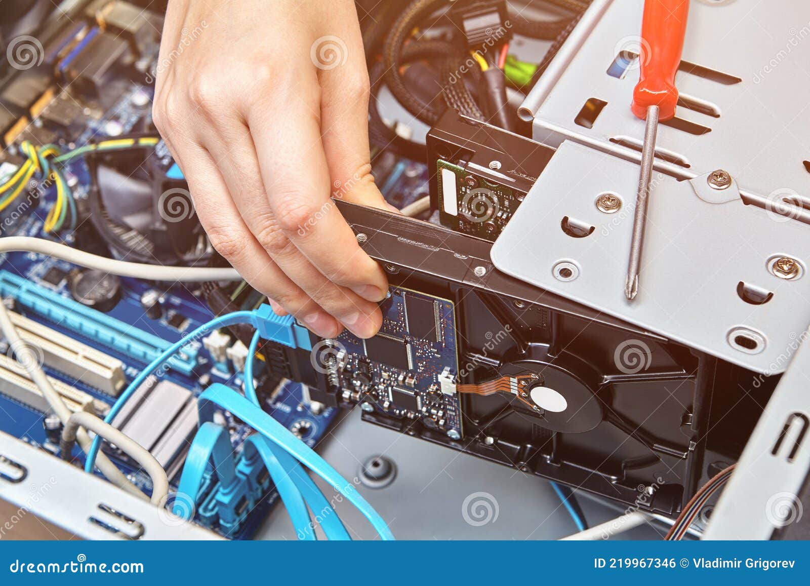 Mounting Computer Hard Drive Inside System Unit. Stock Photo - Image of ...