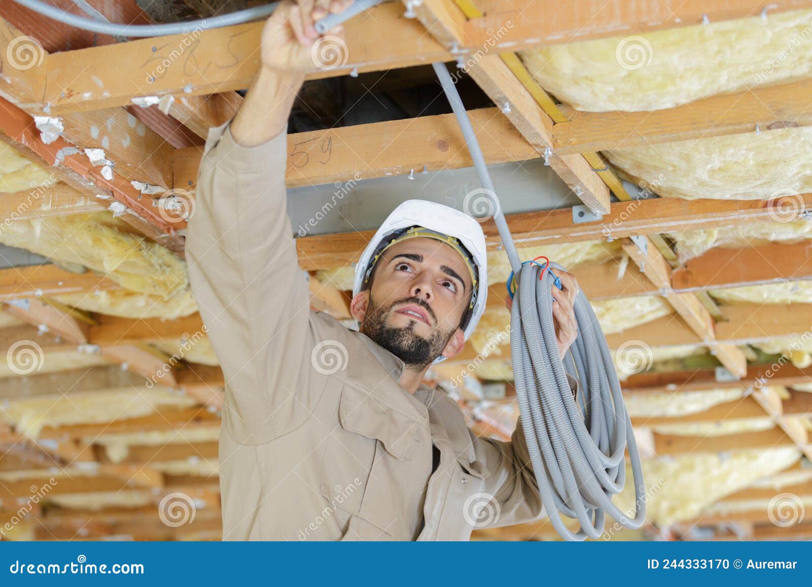 Mounting for Electric Cable in Ceiling Stock Photo - Image of pliers ...