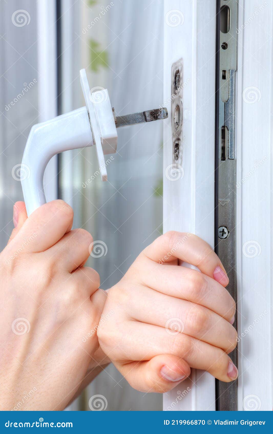 Use Of Restrictor Opening PVC Windows At Airing The Room. Stock Photo ...