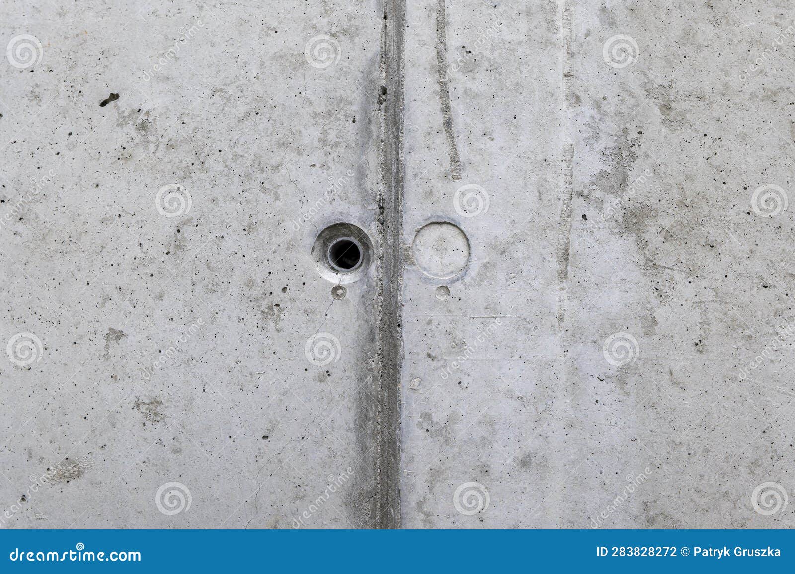 Mounting Holes in the Wall Made of Architectural Concrete Stock Photo ...