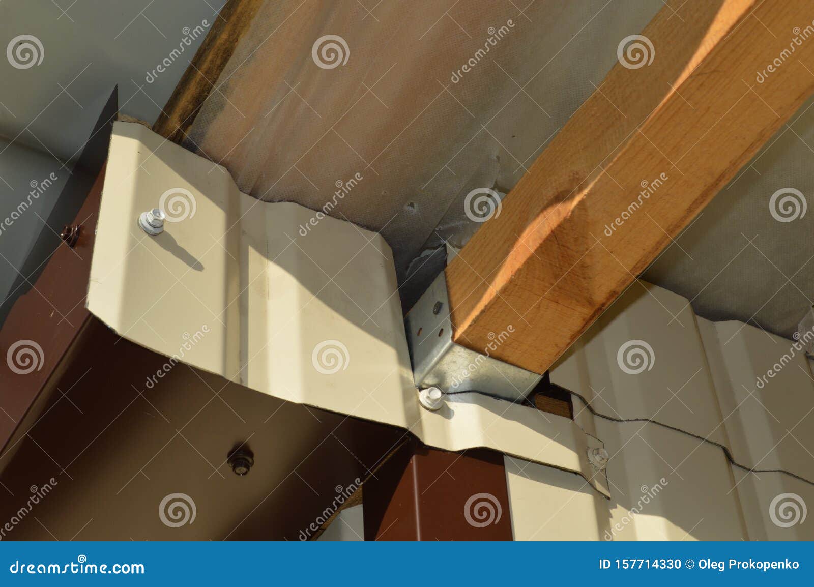 Mounting a Metal Profile on the Facade of the Building Stock Photo ...