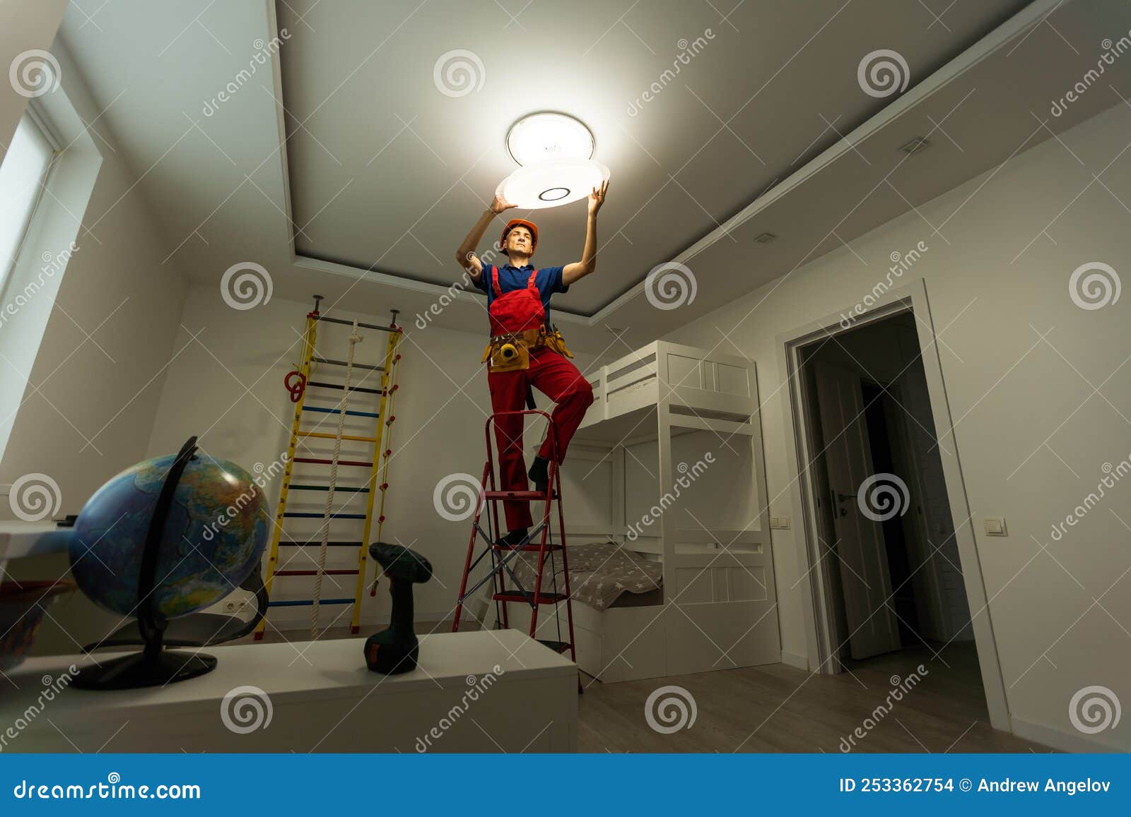 Mounting New Technology Special Led Ceiling Lamp. Stock Photo - Image ...