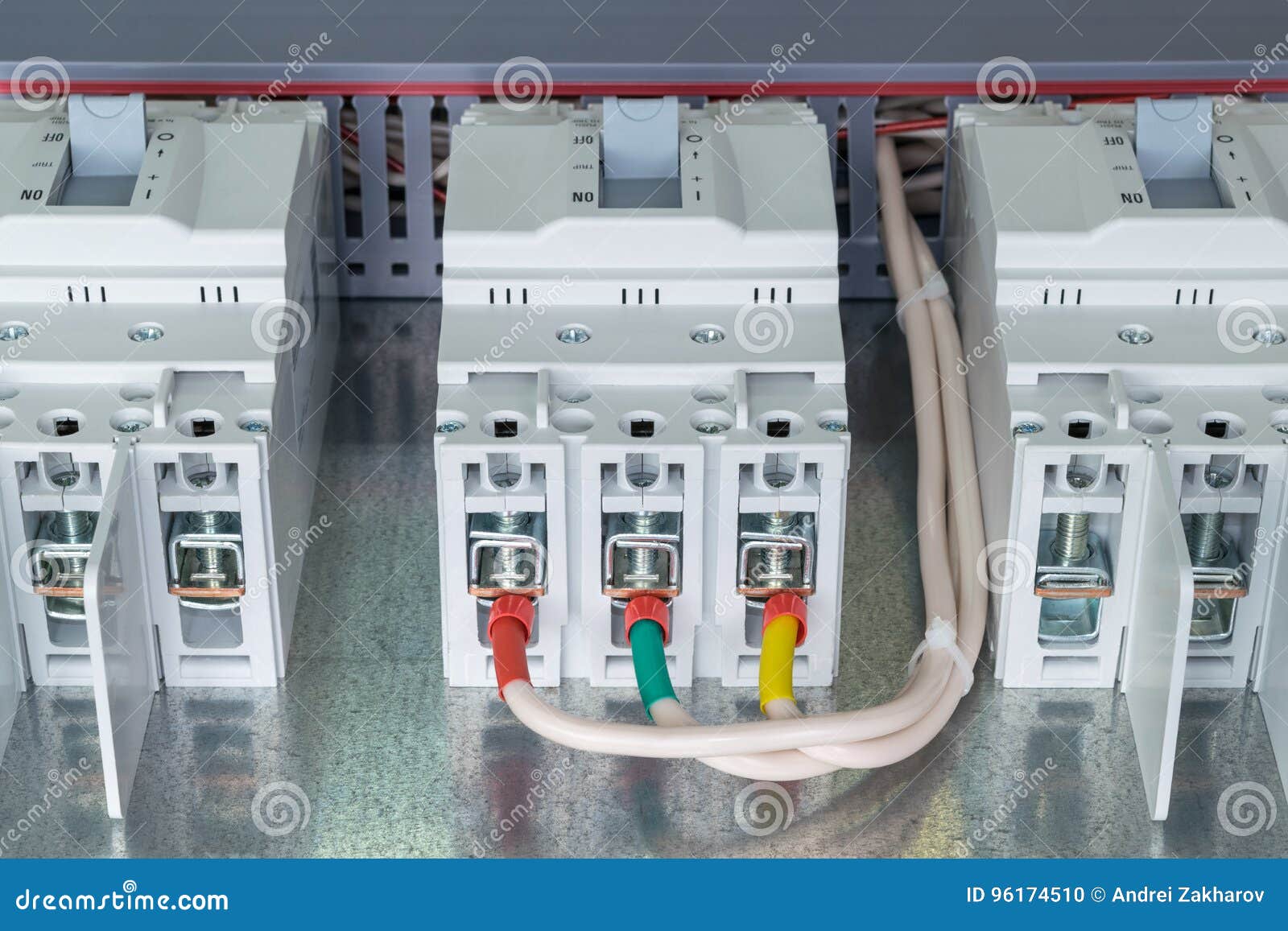 On the Mounting Panel There are Three Power Circuit Breaker. Stock ...