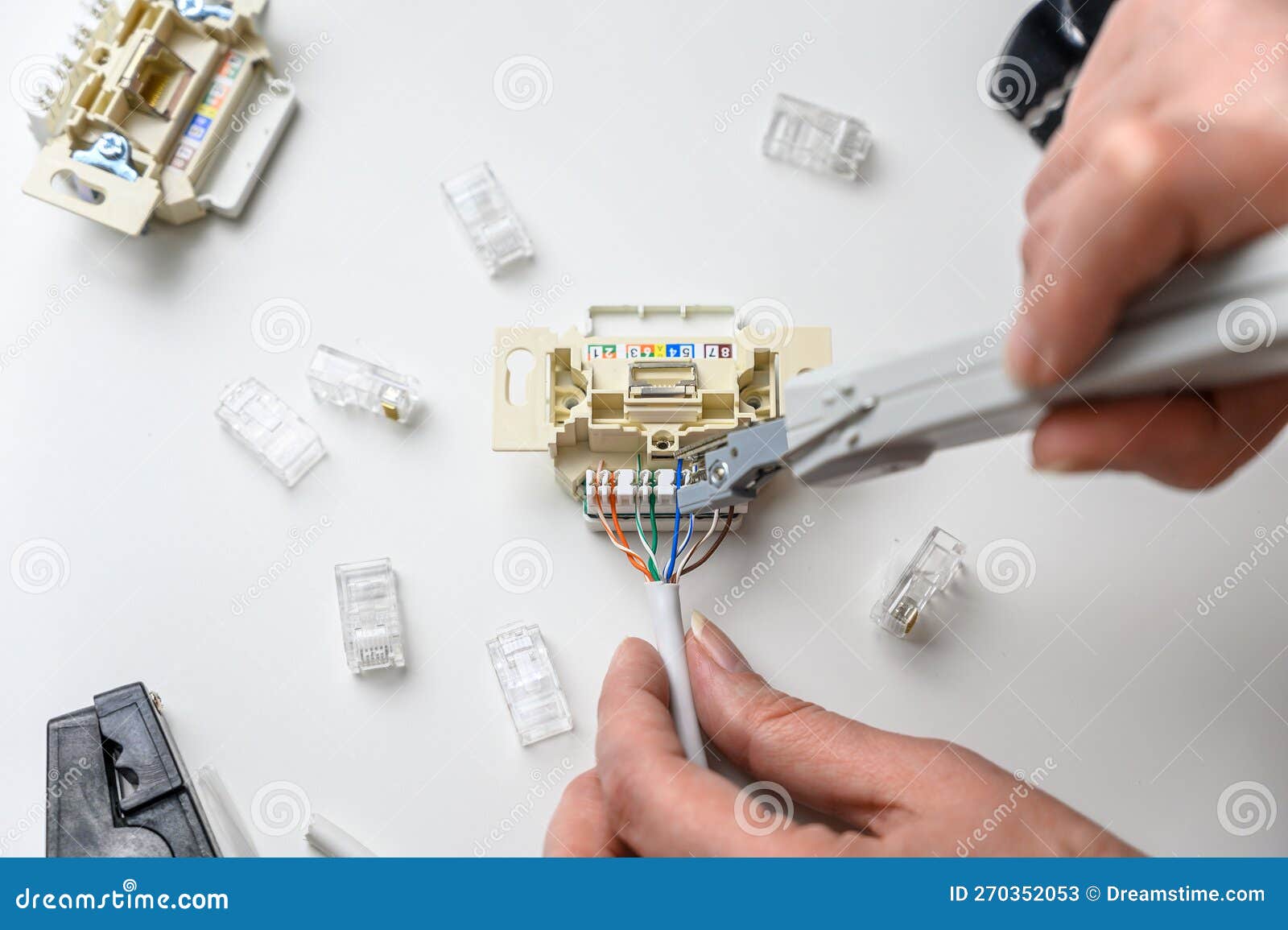 Mounting the RJ45 Module, Attaching the Wire To the Computer Socket in ...