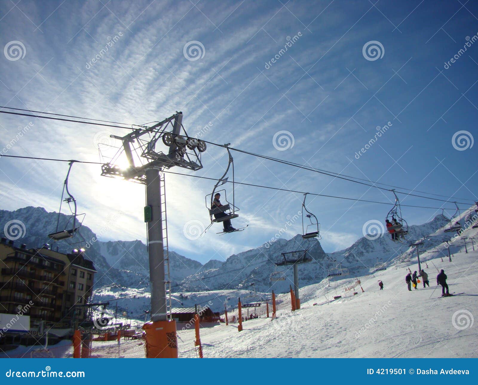 On a Mounting Skiing Resort Stock Image - Image of hill, cable: 4219501