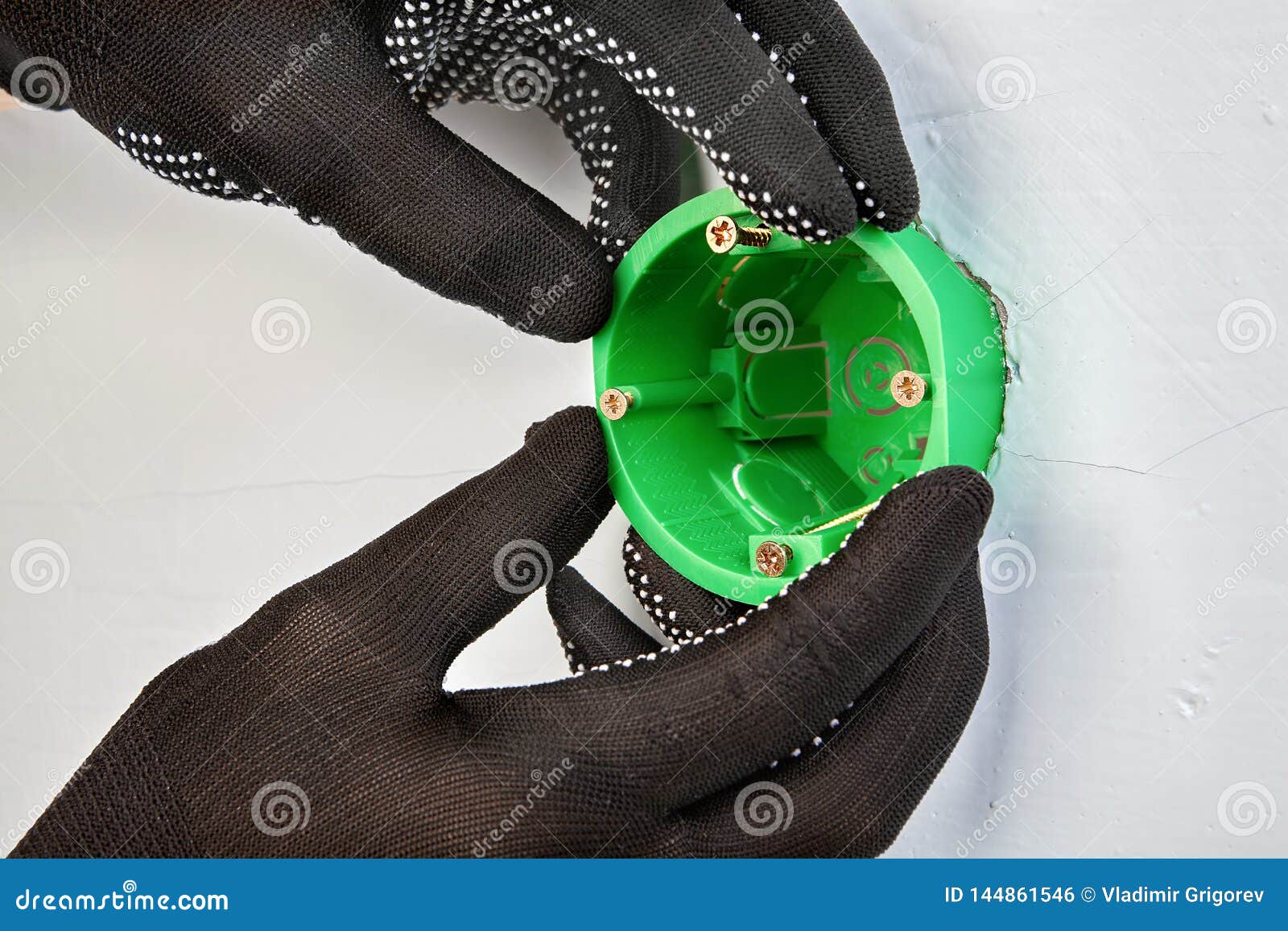 Installation of Round Socket Box Stock Photo - Image of electrical ...