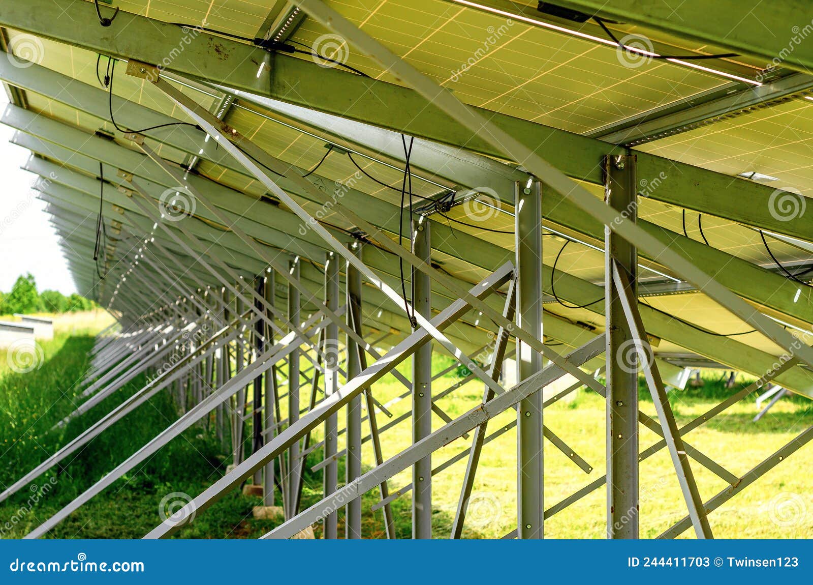 Mounting To Solar Panels. Bottom View. Solar Panels on the Field Stock ...