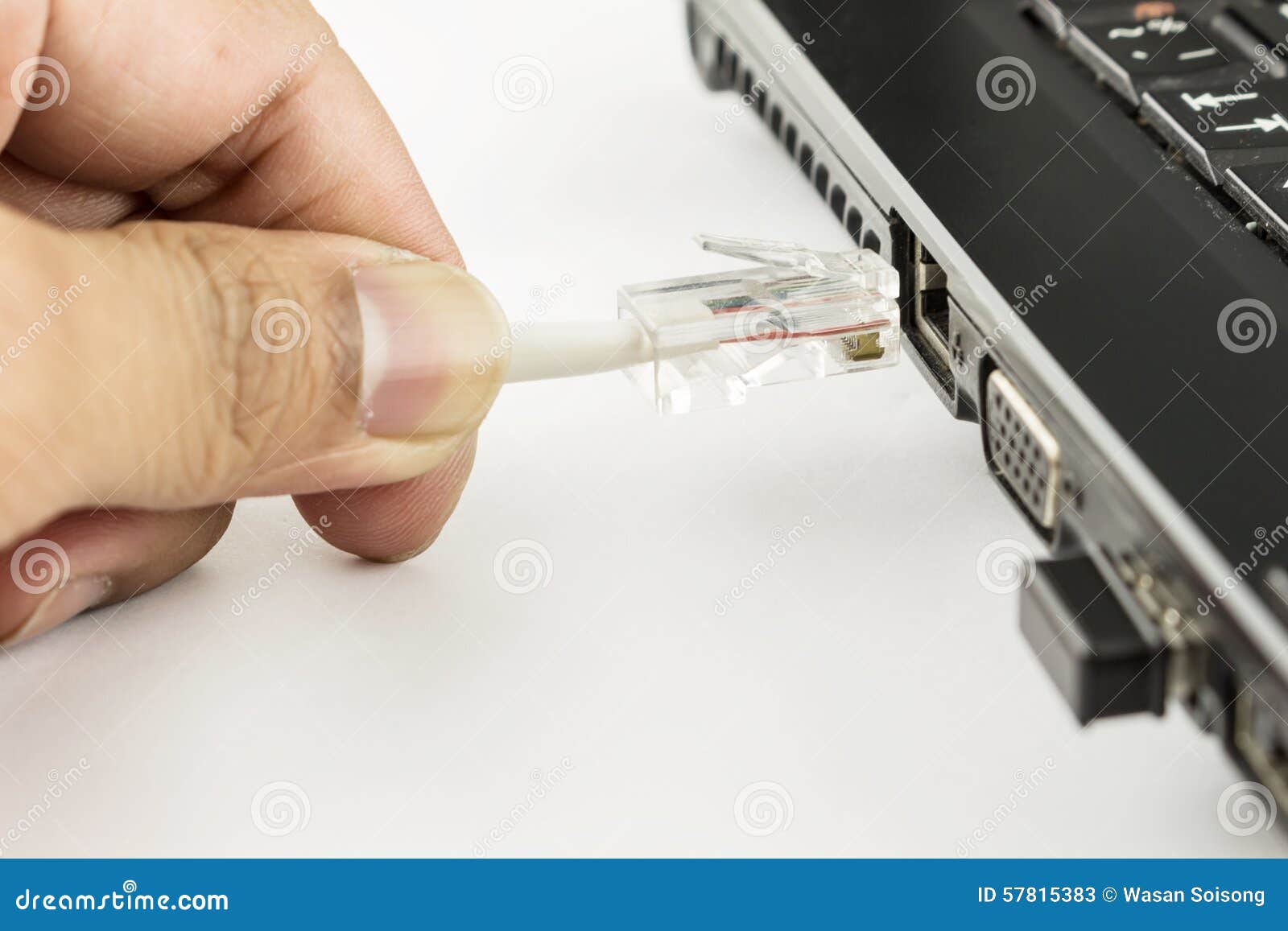 Mounting the Wired LAN Cable To Notebook Stock Image - Image of ...