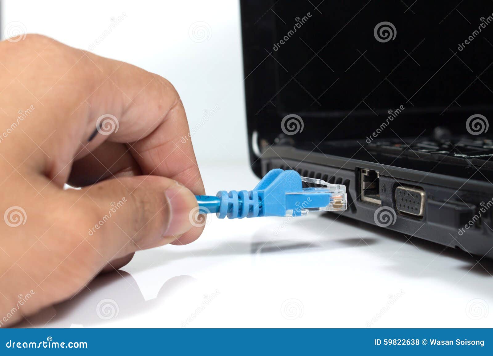Mounting the Wired LAN Cable To Notebook Stock Photo - Image of ...