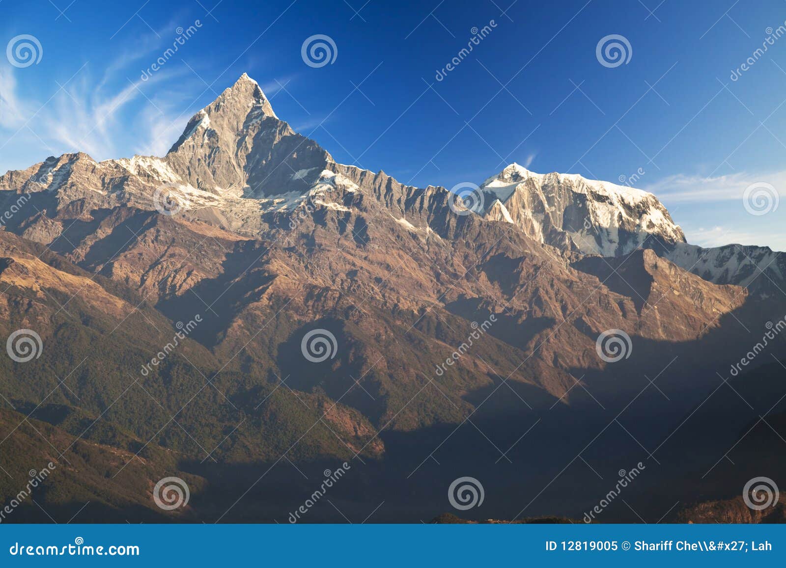 Mounts Machhapuchhre and Annapurna III at Dawn Stock Image - Image of ...