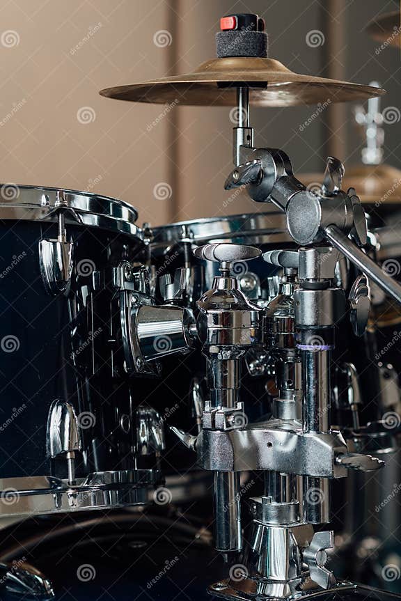 Mounts and Splash Cymbal in a Drum Kit. Stock Photo - Image of metal ...