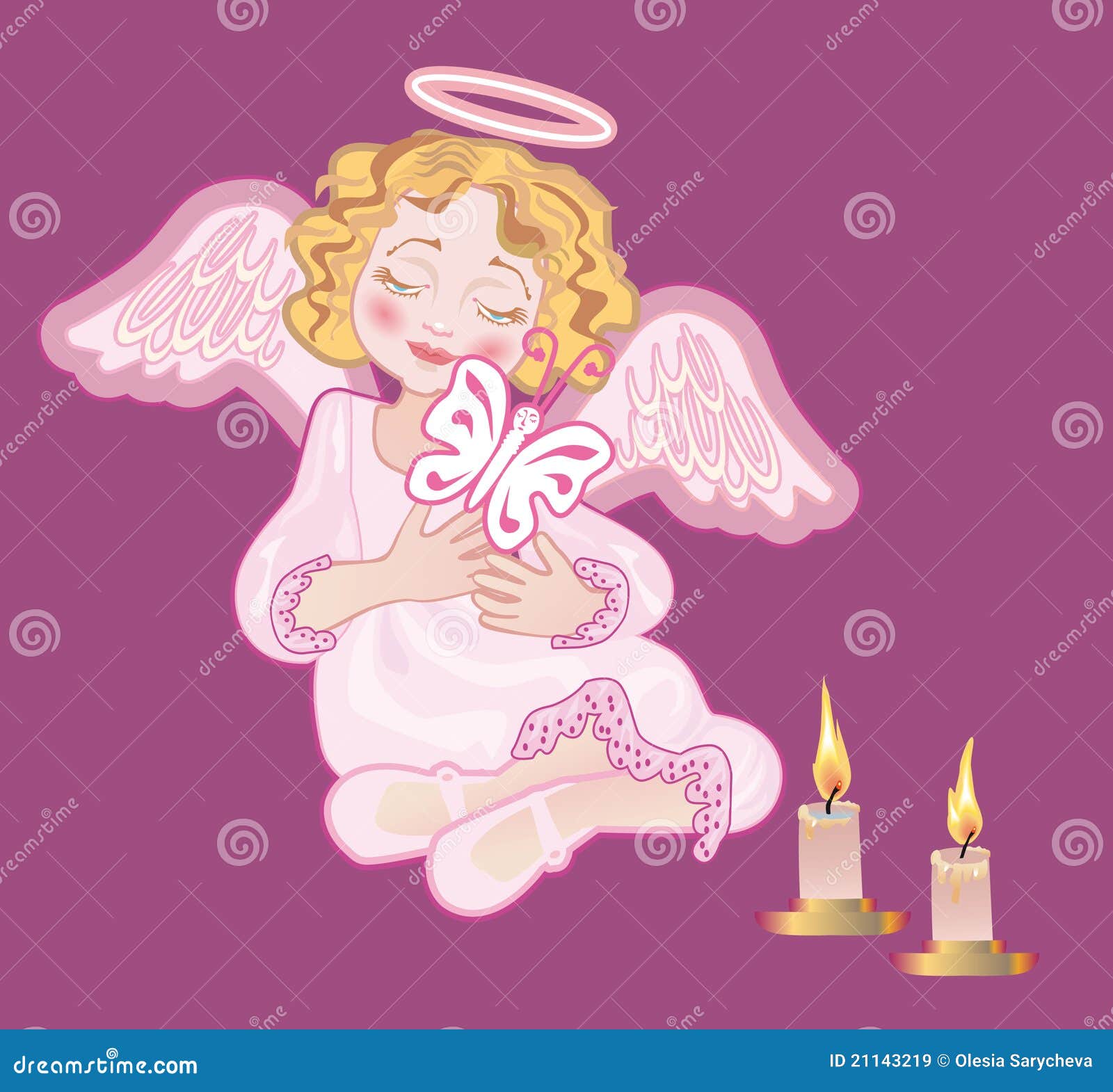 A Mournful Angel Holds a Butterfly Stock Vector - Illustration of love ...