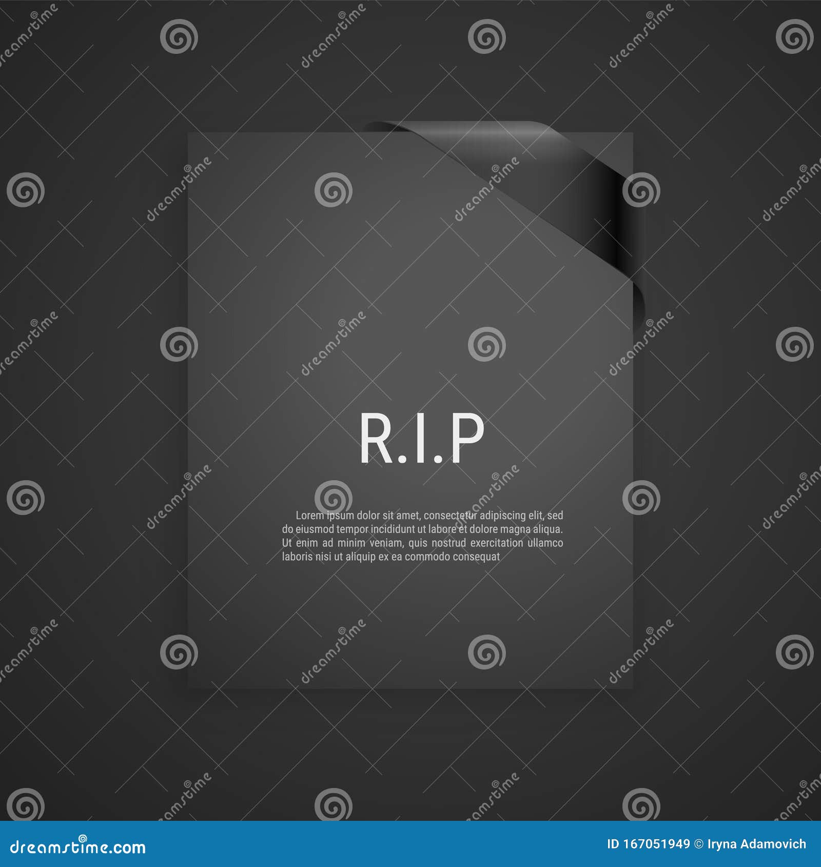 Mourning Frame, Funeral Gray Dark Card, Diagonal Black Ribbon. Vector ...