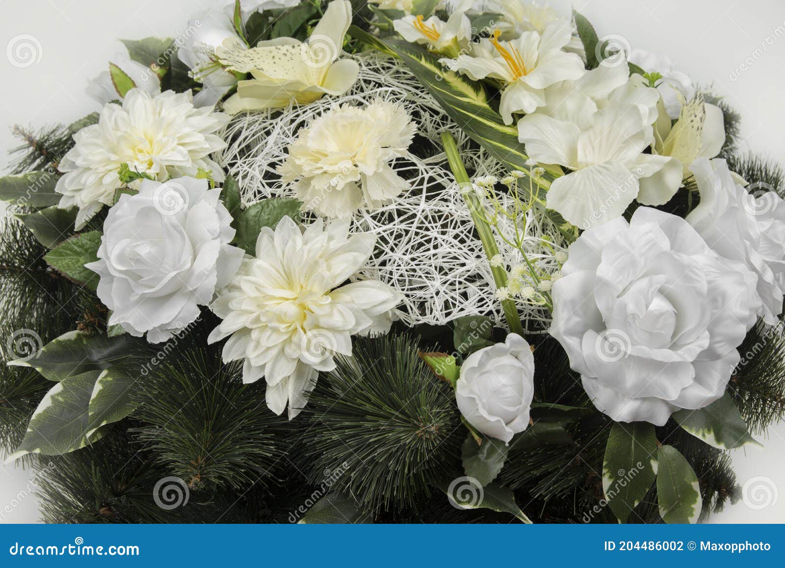 Mourning Wreath for Funeral on a White Stock Photo - Image of beautiful ...