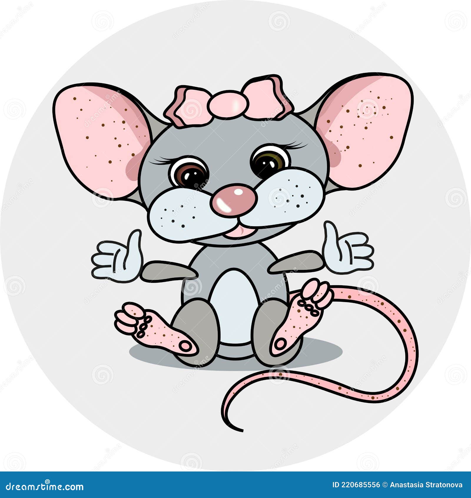 Cartoon cute mouse girl. stock vector. Illustration of flat - 220685556