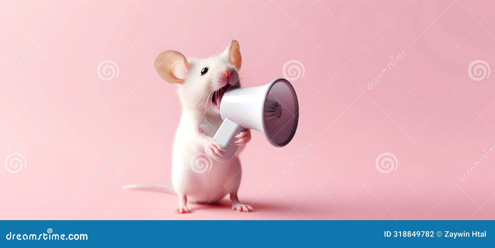 Mouse Announcing Using Hand Speaker. Notifying, Warning, Announcement ...