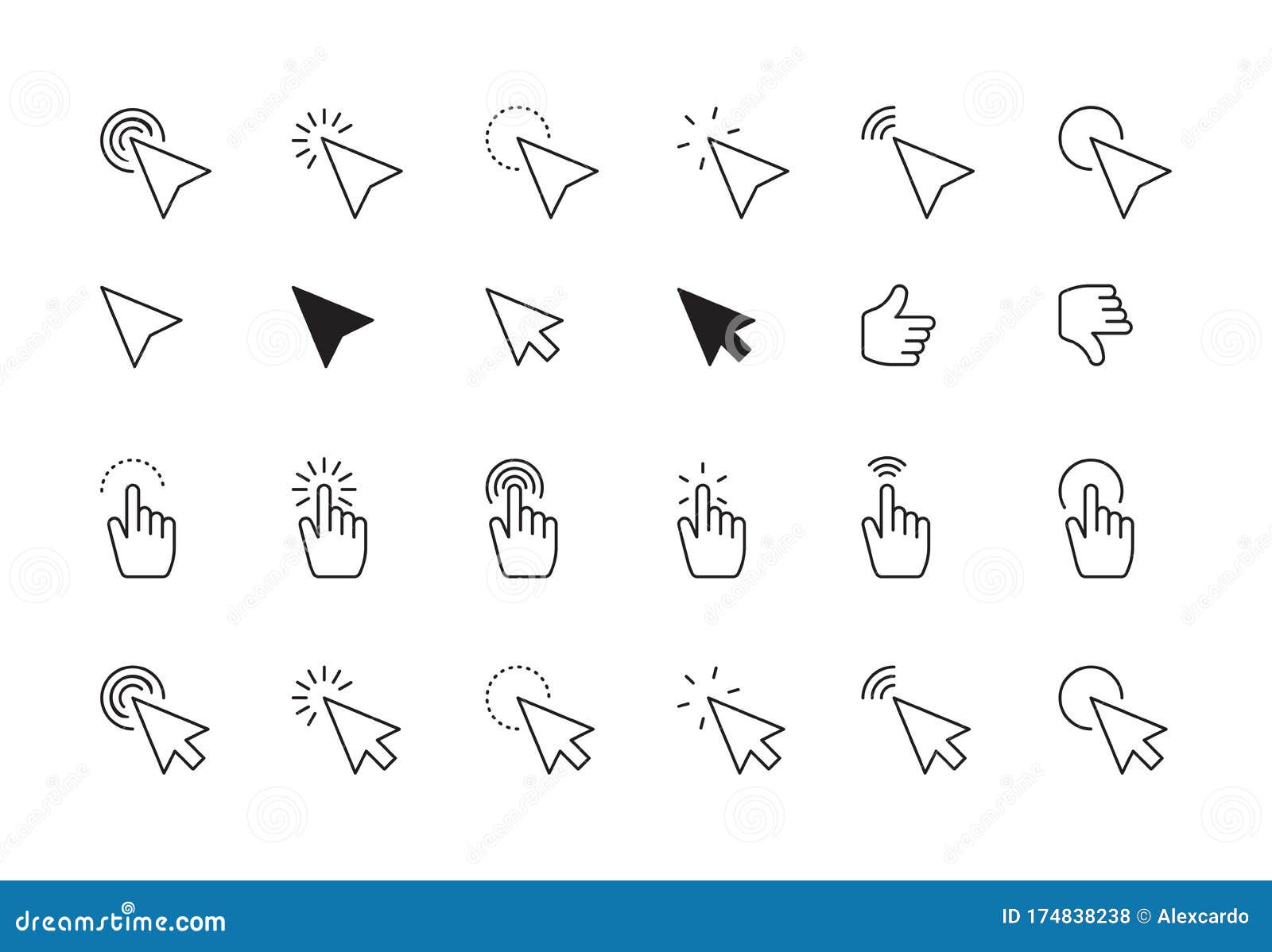 Mouse Arrow Cursor Ui Interface Pointer Hand Digital Symbols For Computer Display Screen