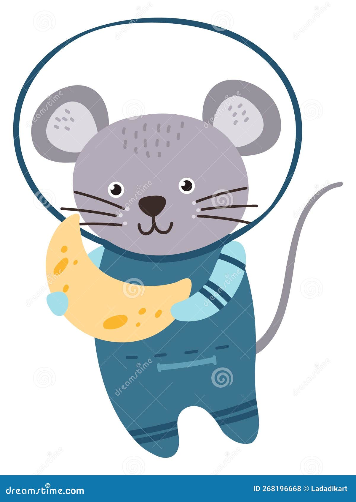 Mouse Astronaut with Cheese Moon Crescent. Space Animal Stock Vector ...