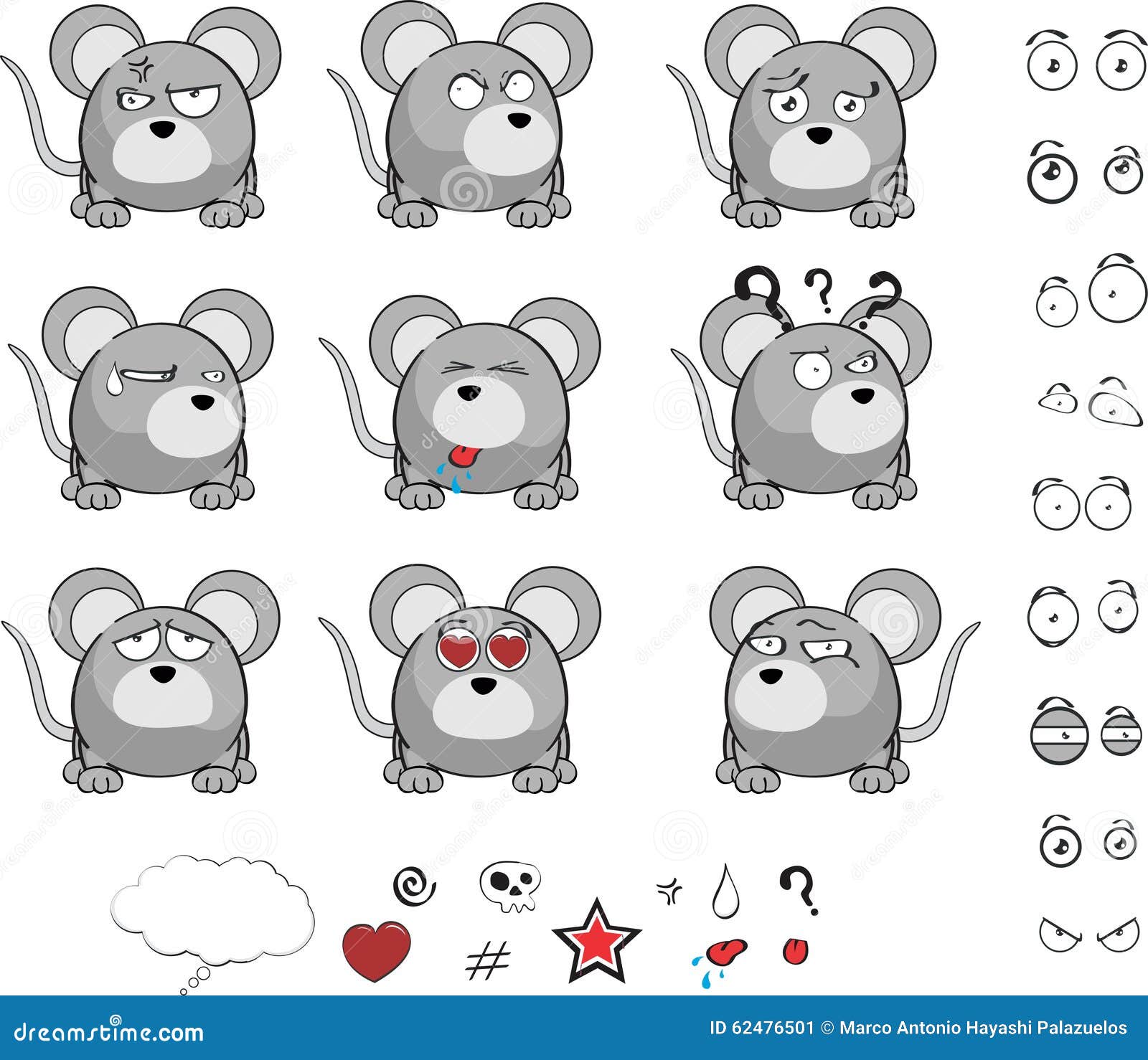 Mouse Ball Cartoon Expression Set Stock Vector - Illustration of ...