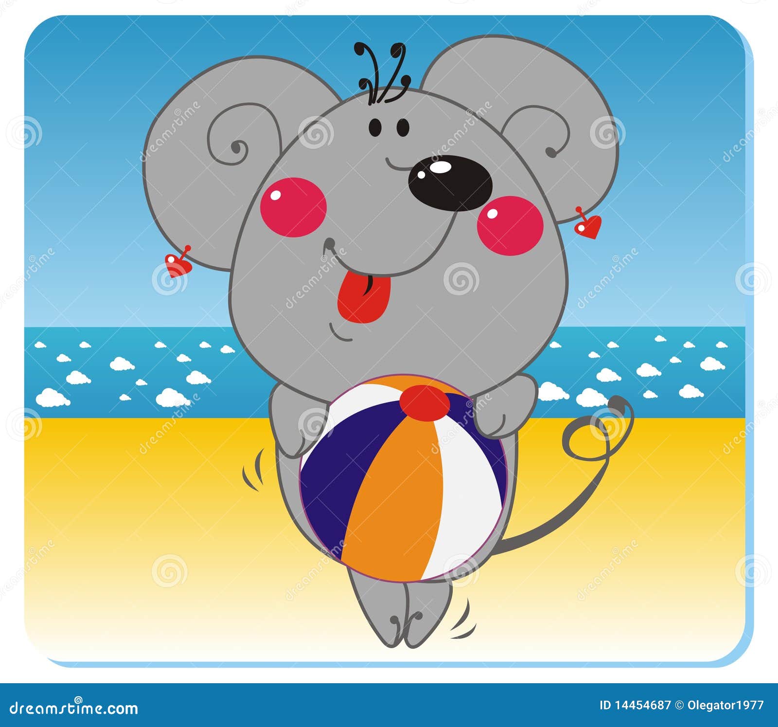 Mouse on the beach stock vector. Illustration of blue - 14454687