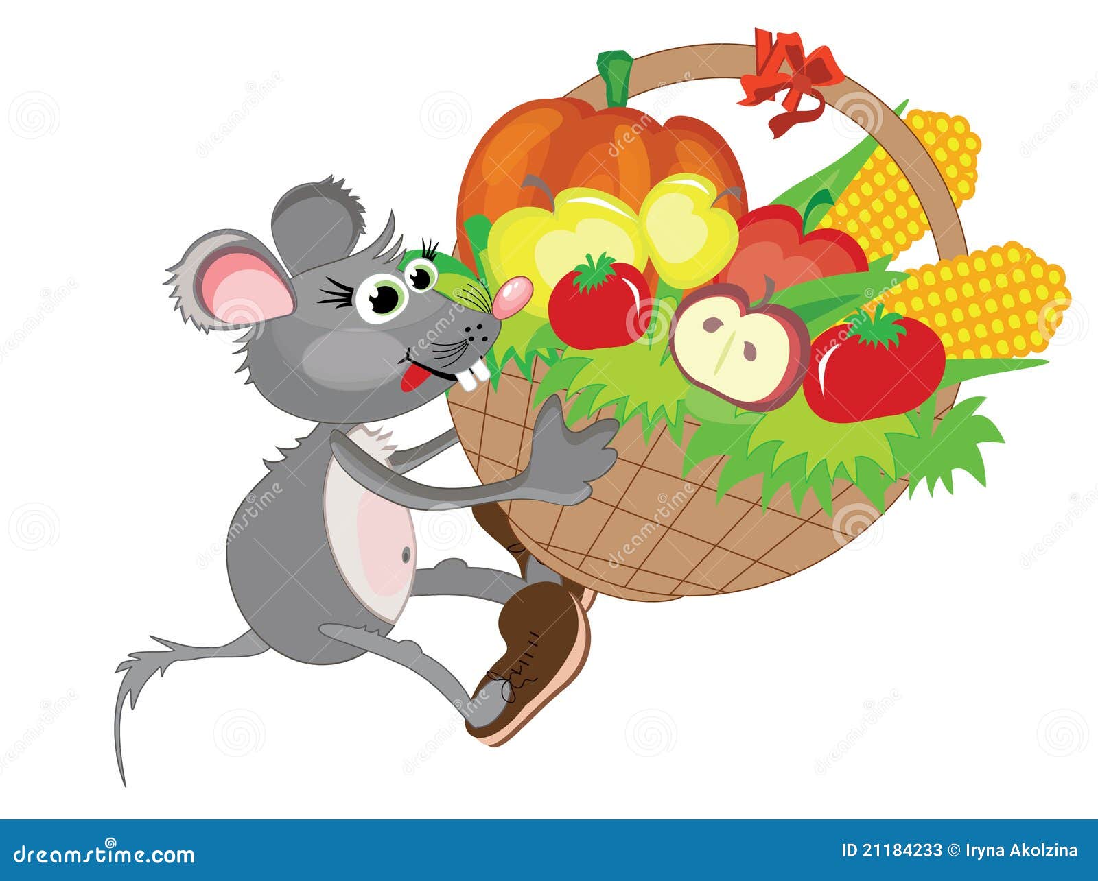 Mouse with big basket stock vector. Illustration of animal - 21184233