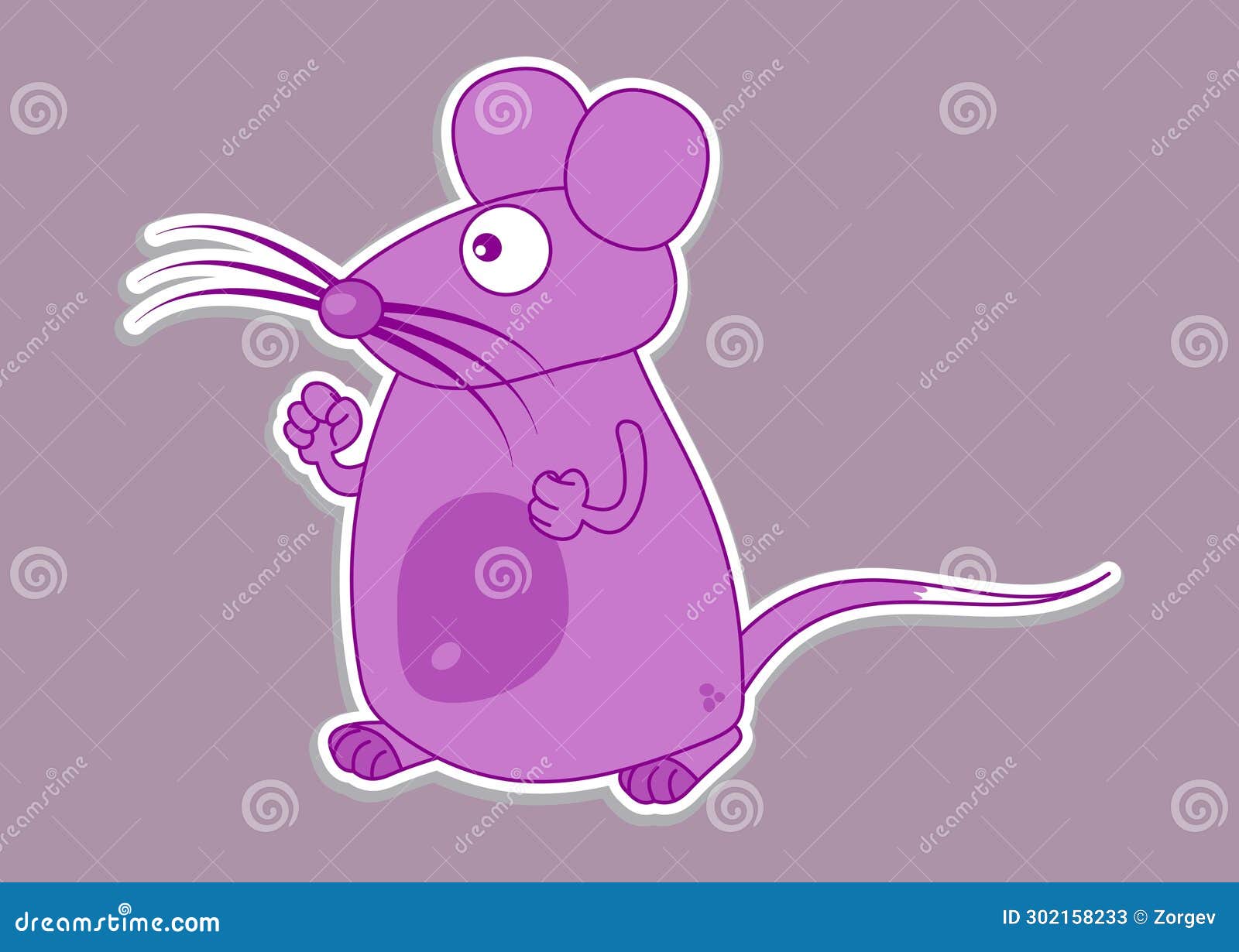 Mouse with Big Moustache in Pink As a Profile Sticker on a Colored ...